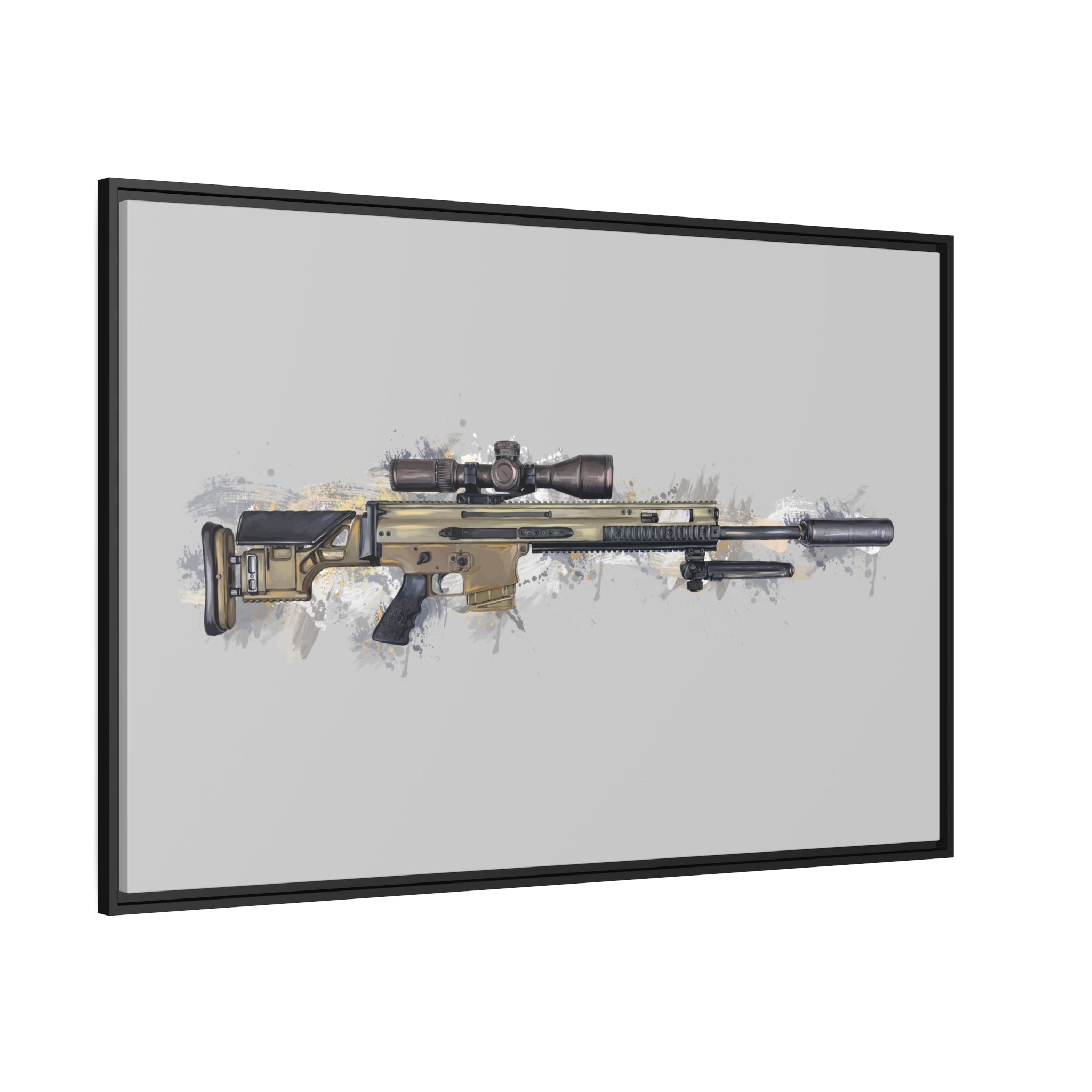 Socom Sniper Rifle Painting - Black Framed Wrapped Canvas - Value Coll ...