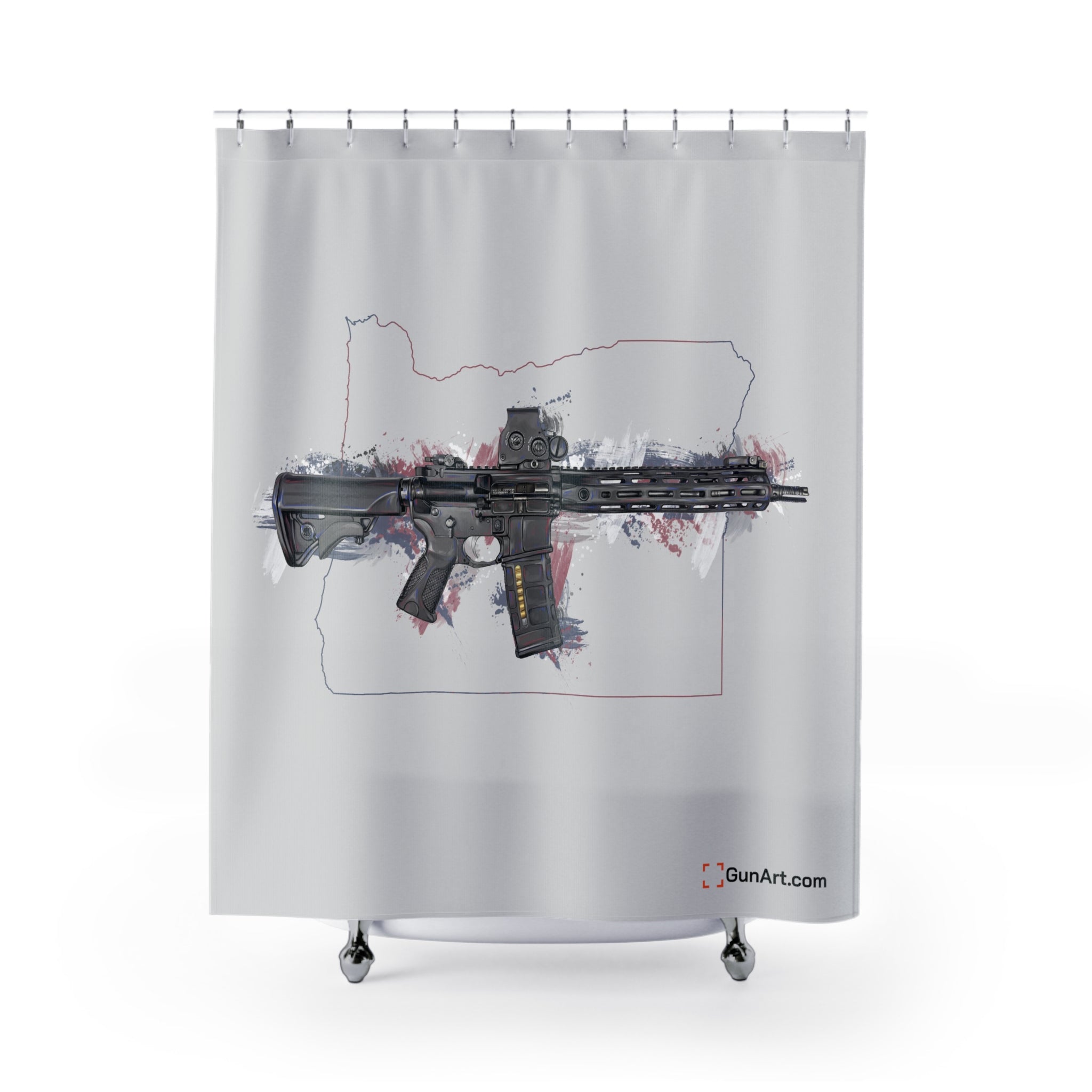 Defending Freedom - Oregon - AR-15 State Shower Curtains - Colored Sta ...