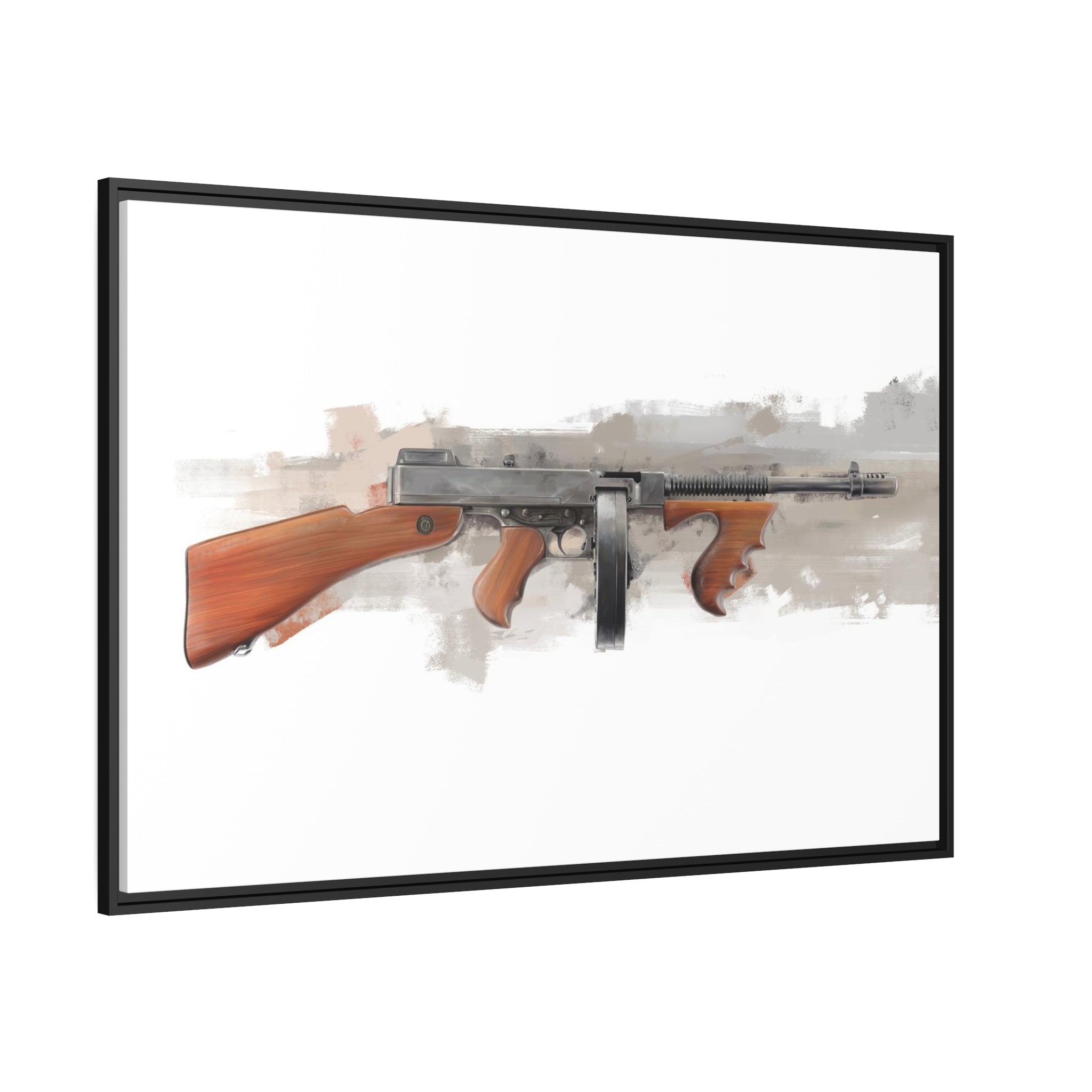 The “OG” Mobster Machine Gun - Black Framed Wrapped Canvas - Value Col ...