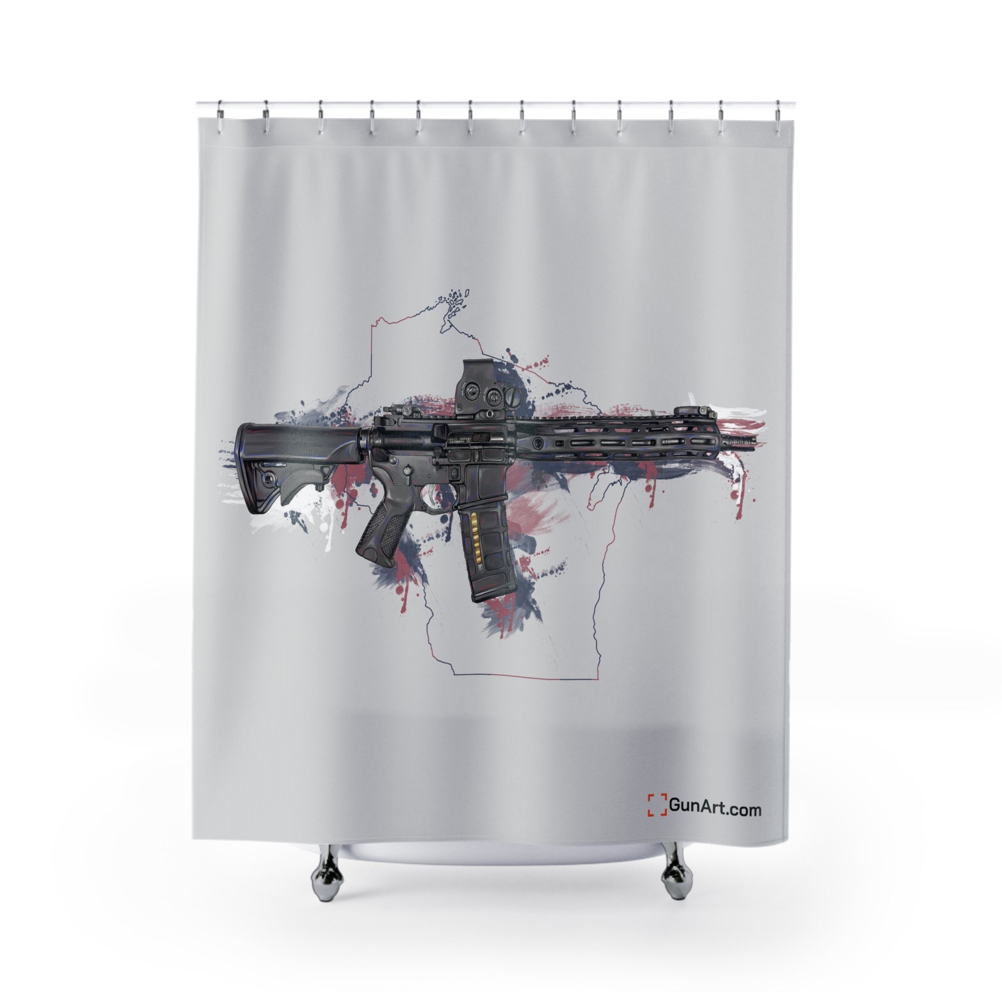 Defending Freedom - Wisconsin - AR-15 State Shower Curtains - Colored ...