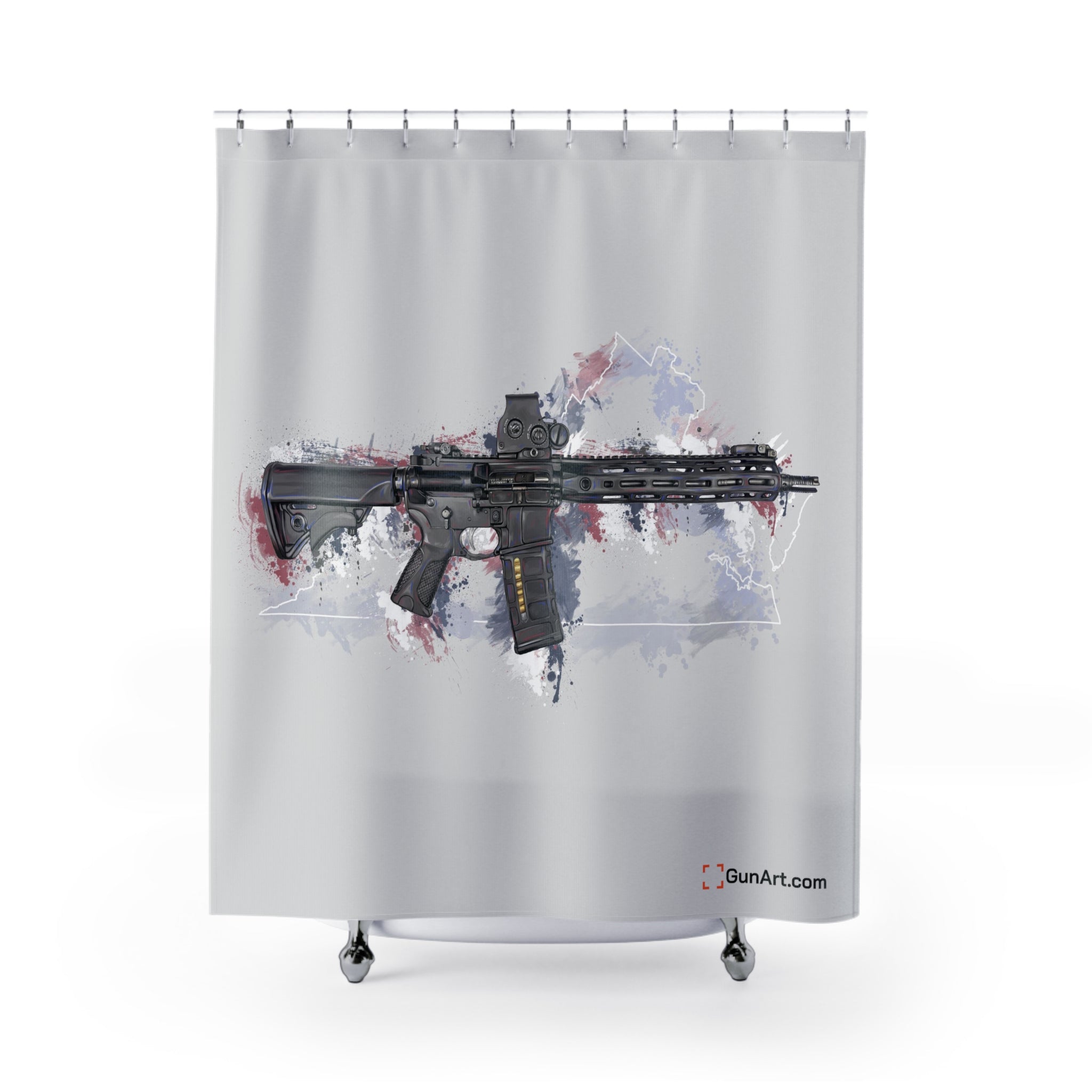 Defending Freedom - Virginia - AR-15 State Shower Curtains - White Sta ...