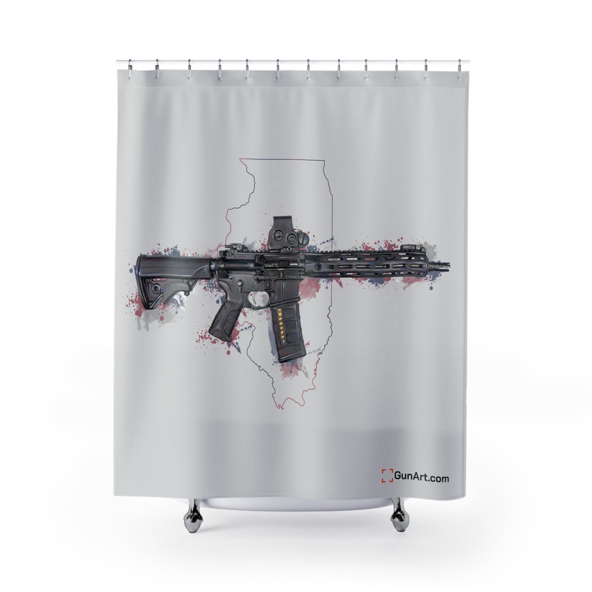 Defending Freedom - Illinois - AR-15 State Shower Curtains - Colored S ...