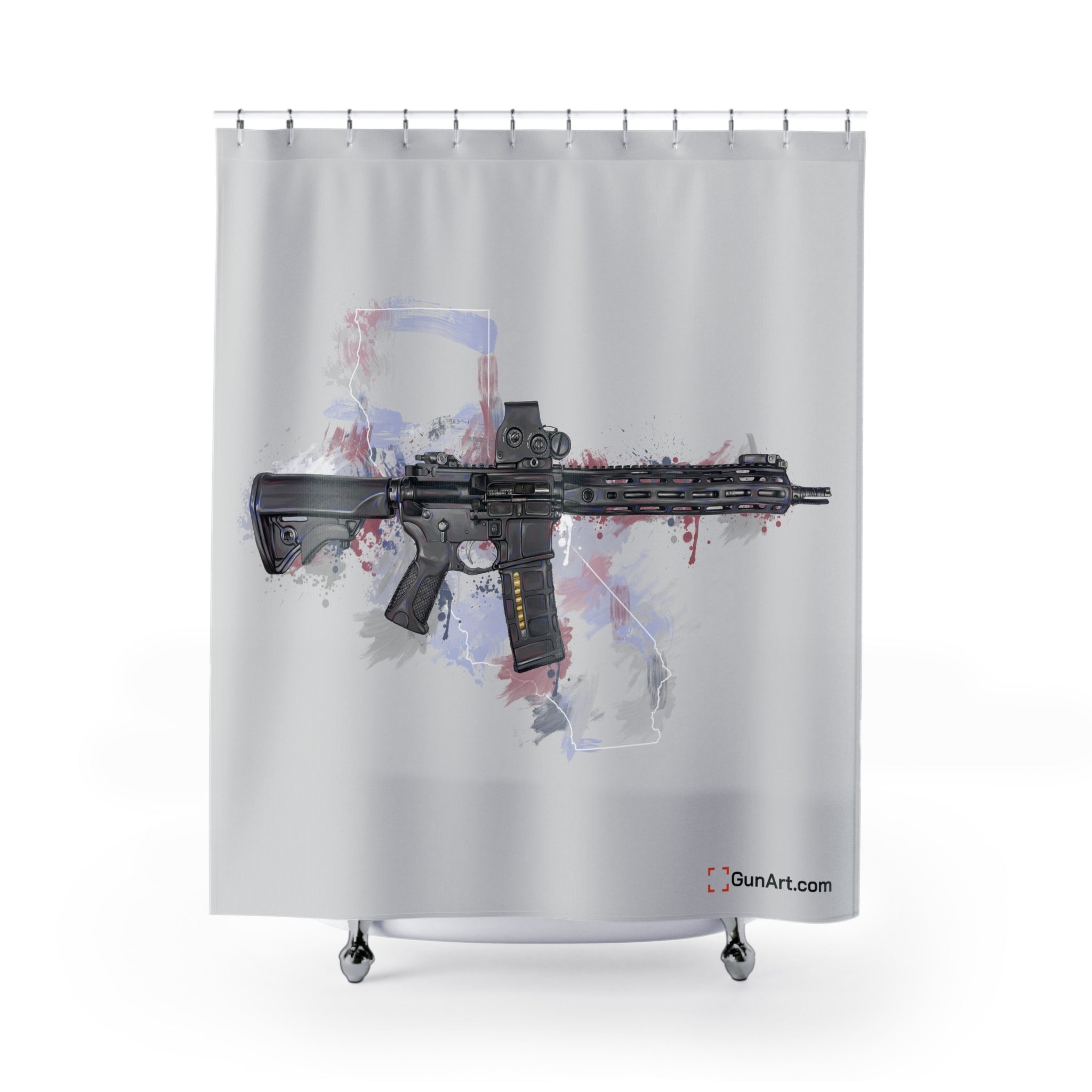 Defending Freedom - California - AR-15 State Shower Curtains - White S ...