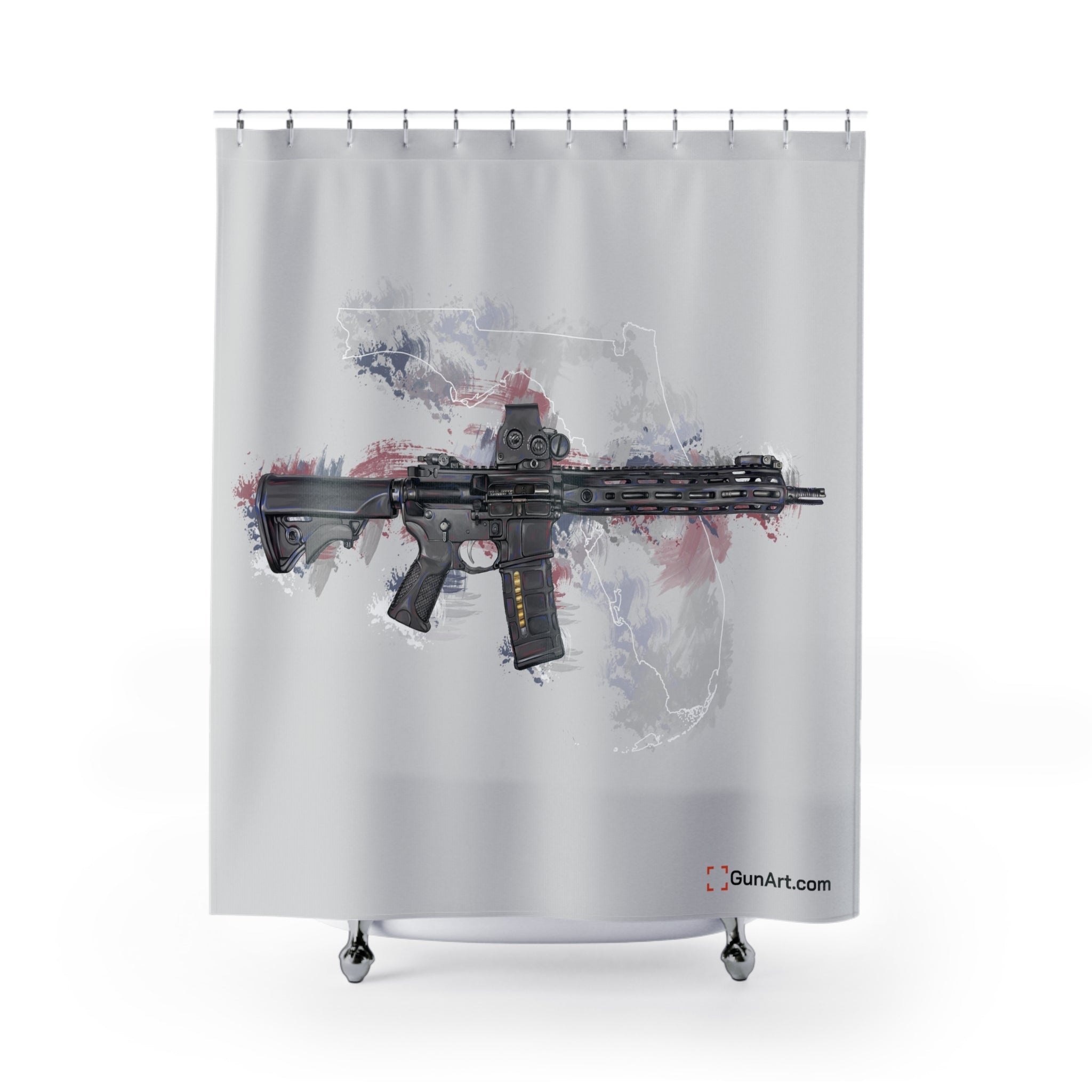 Defending Freedom - Florida - AR-15 State Shower Curtains - White Stat ...
