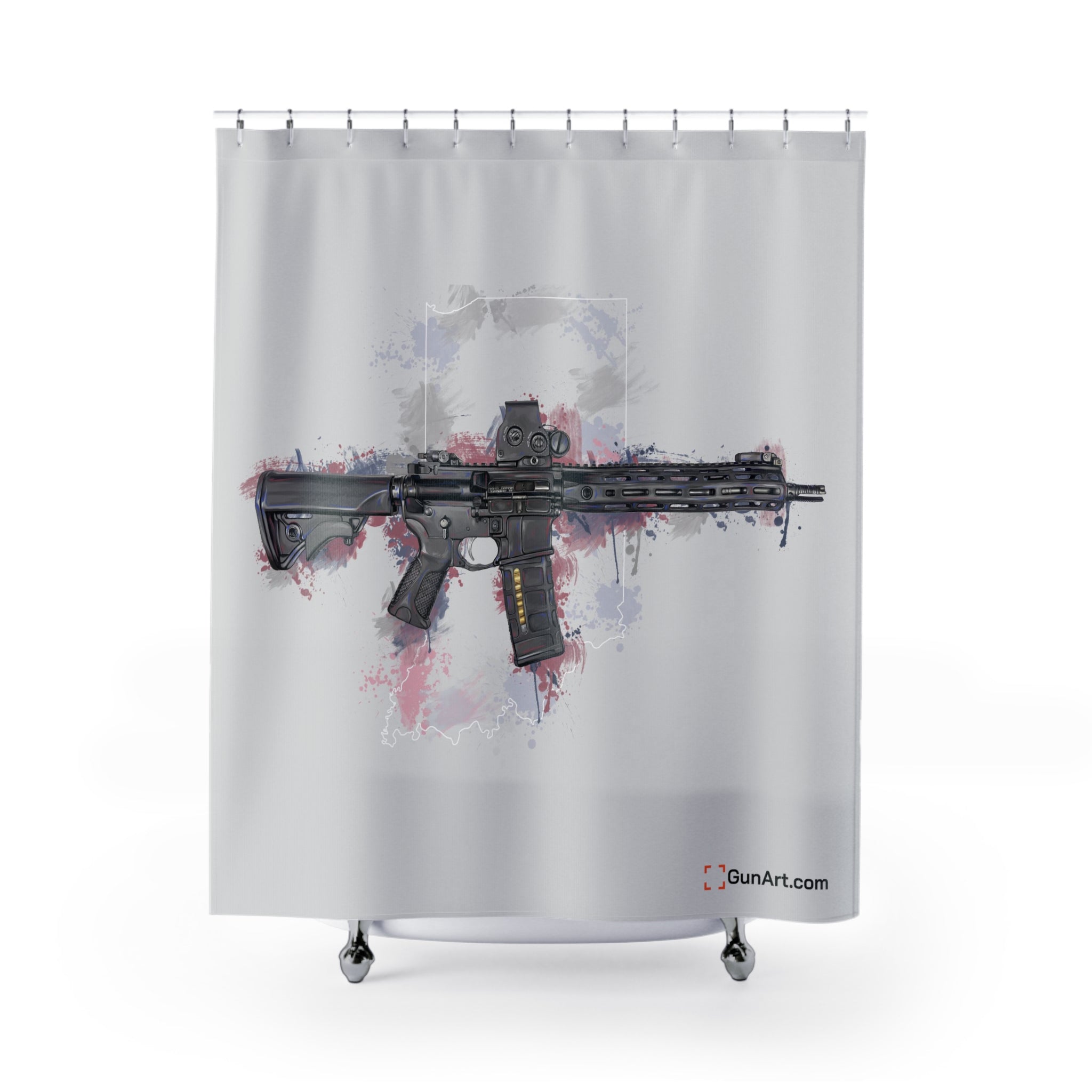 Defending Freedom - Indiana - AR-15 State Shower Curtains - White Stat ...