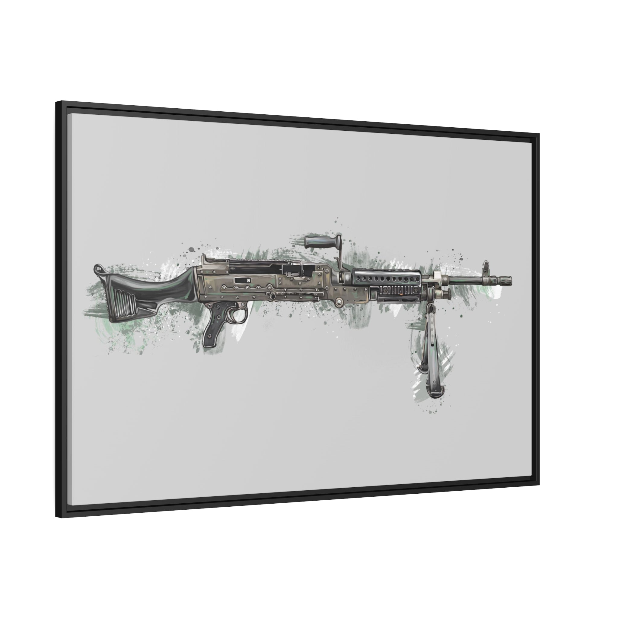 M240B - Belt Fed 7.62x51 Machine Gun - Grey Background - Black Framed ...