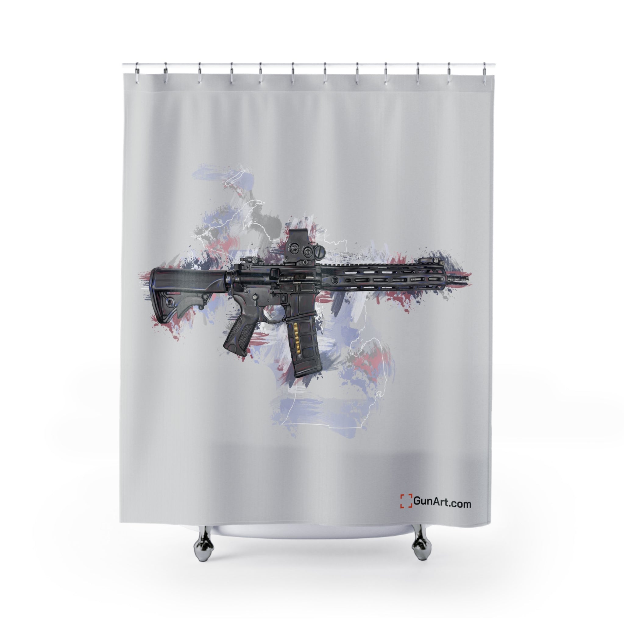 Defending Freedom - Michigan - AR-15 State Shower Curtains - White Sta ...