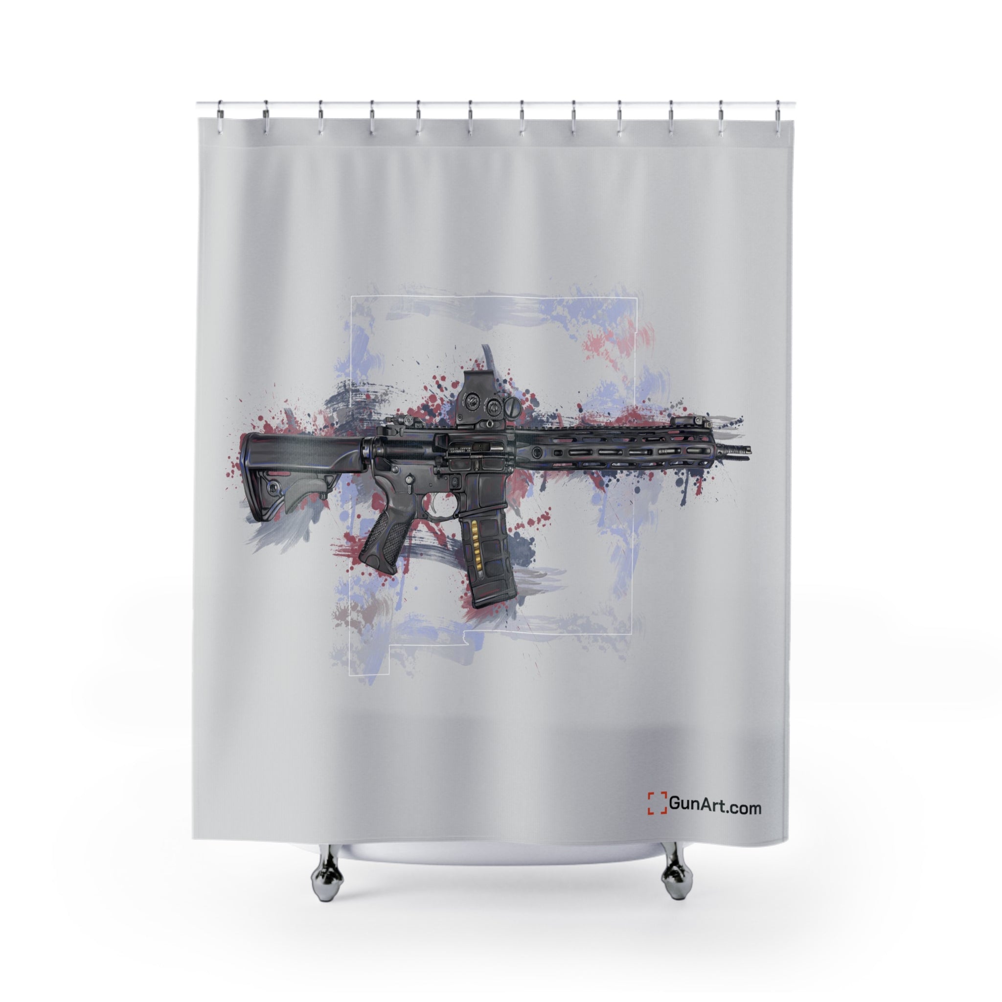 Defending Freedom - New Mexico - AR-15 State Shower Curtains - White S ...