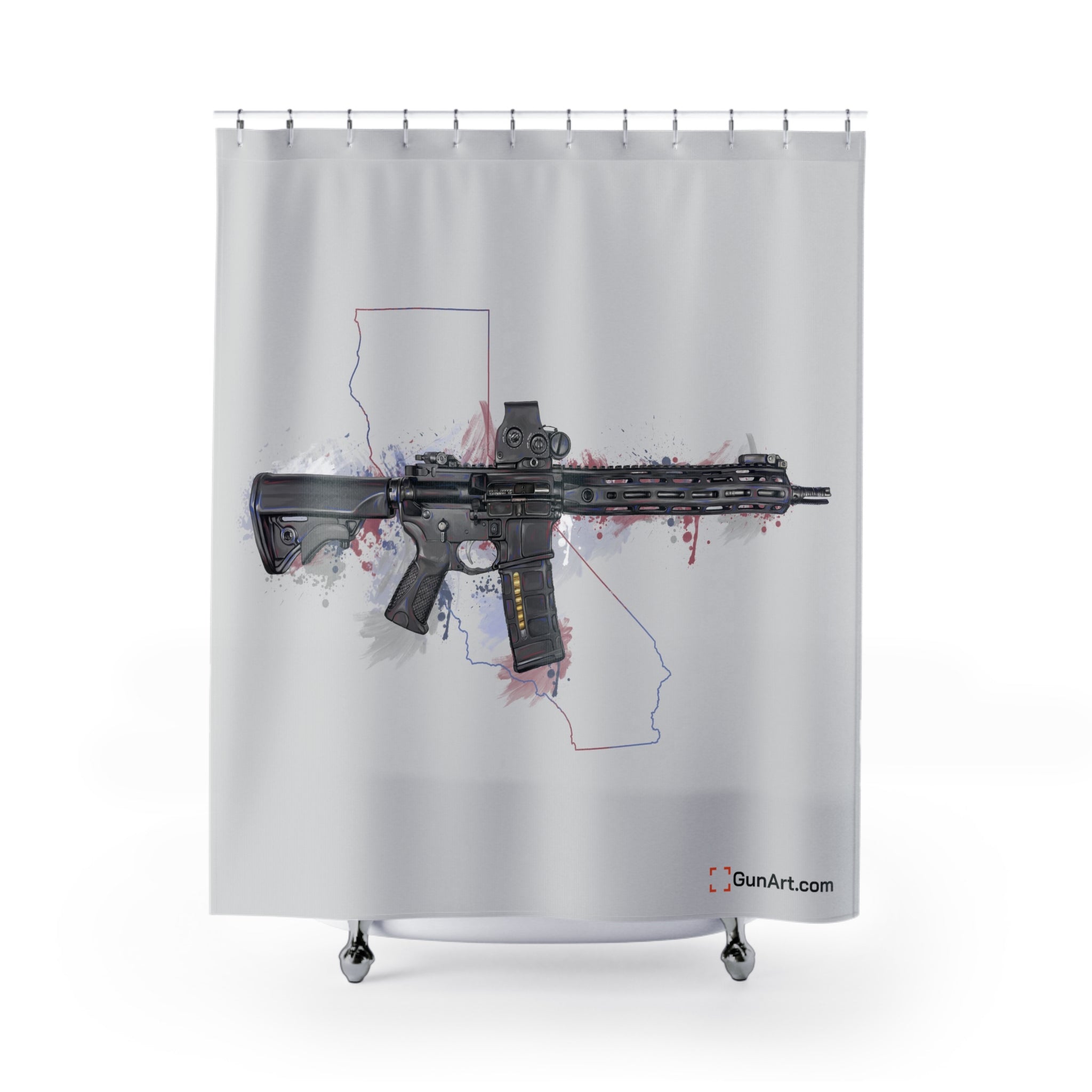 Defending Freedom - California - AR-15 State Shower Curtains - Colored ...