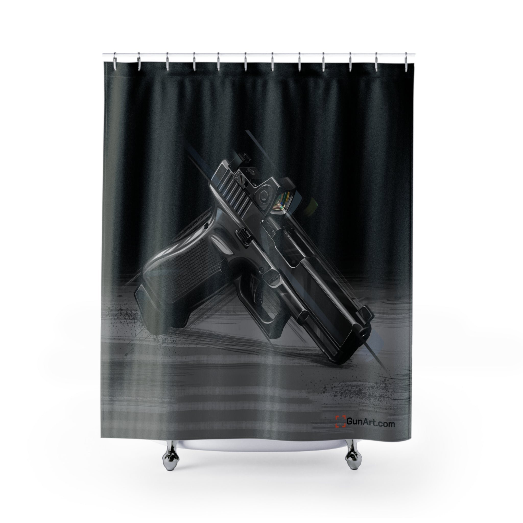 The Last Resort - OG Black Poly PistolShower Curtains – Gun Art