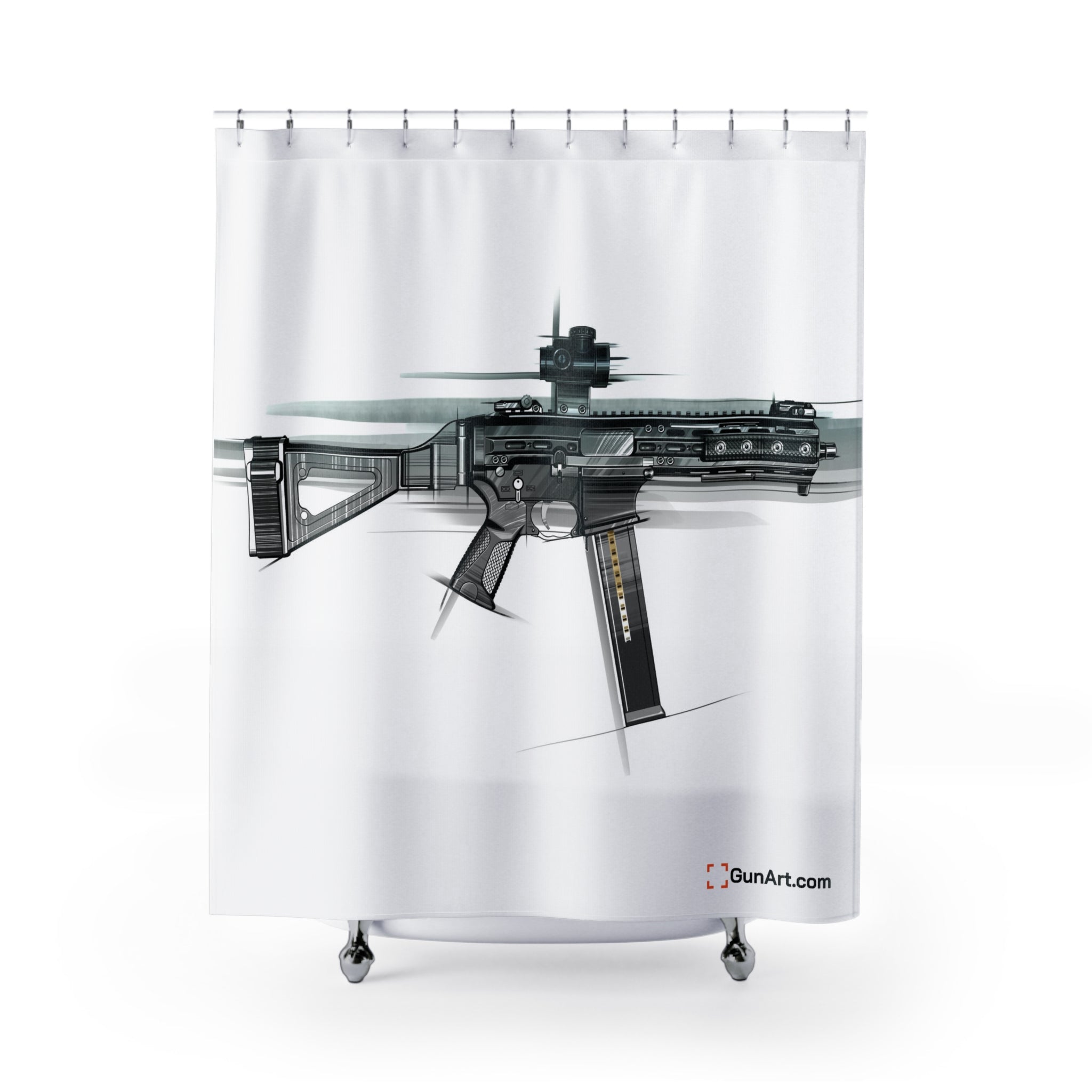 .45 Cal SMG Shower Curtains – Gun Art
