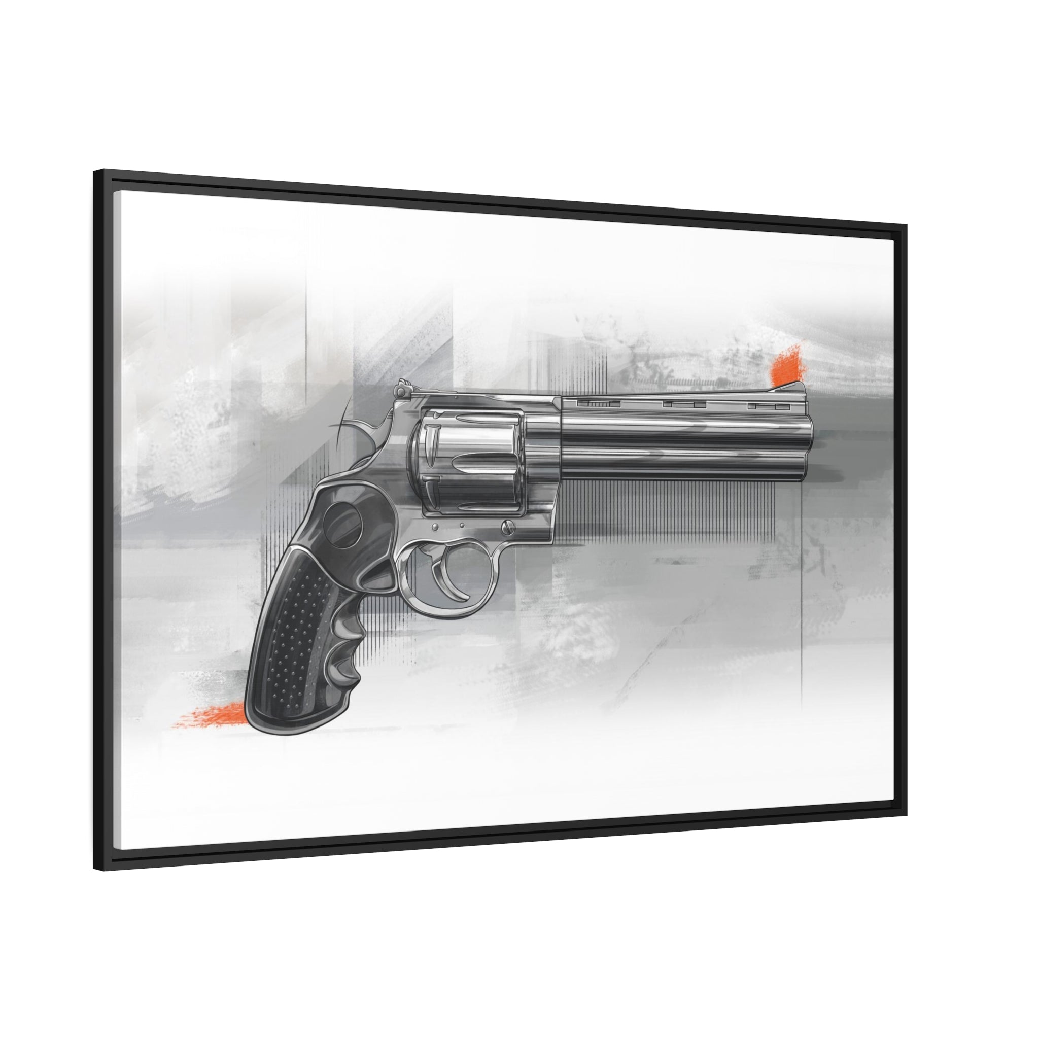 Stainless .44 Mag Revolver Painting - Black Framed Wrapped Canvas - Va ...