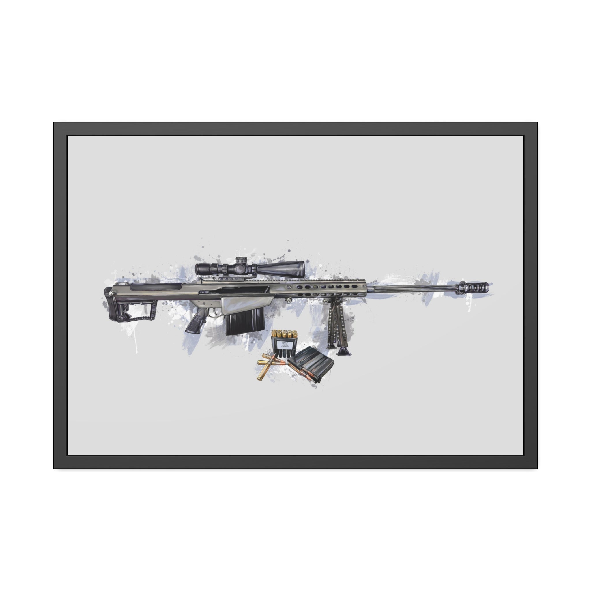 The Long-Range Legend - .50 Cal BMG Rifle Painting - Blue Accents - Bl ...