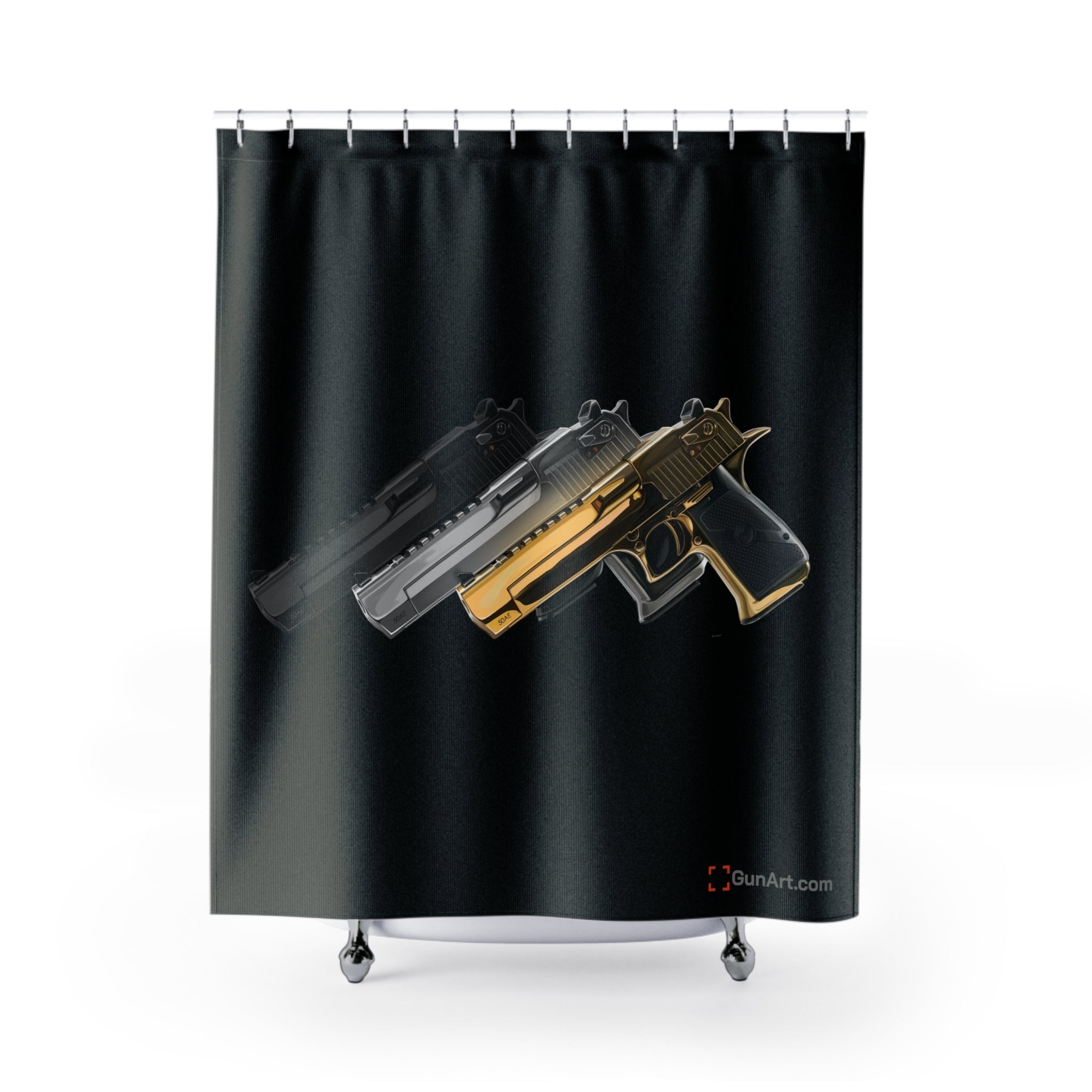 Super Power Pistol Trio Shower Curtains - Just The Piece - Black Backg ...