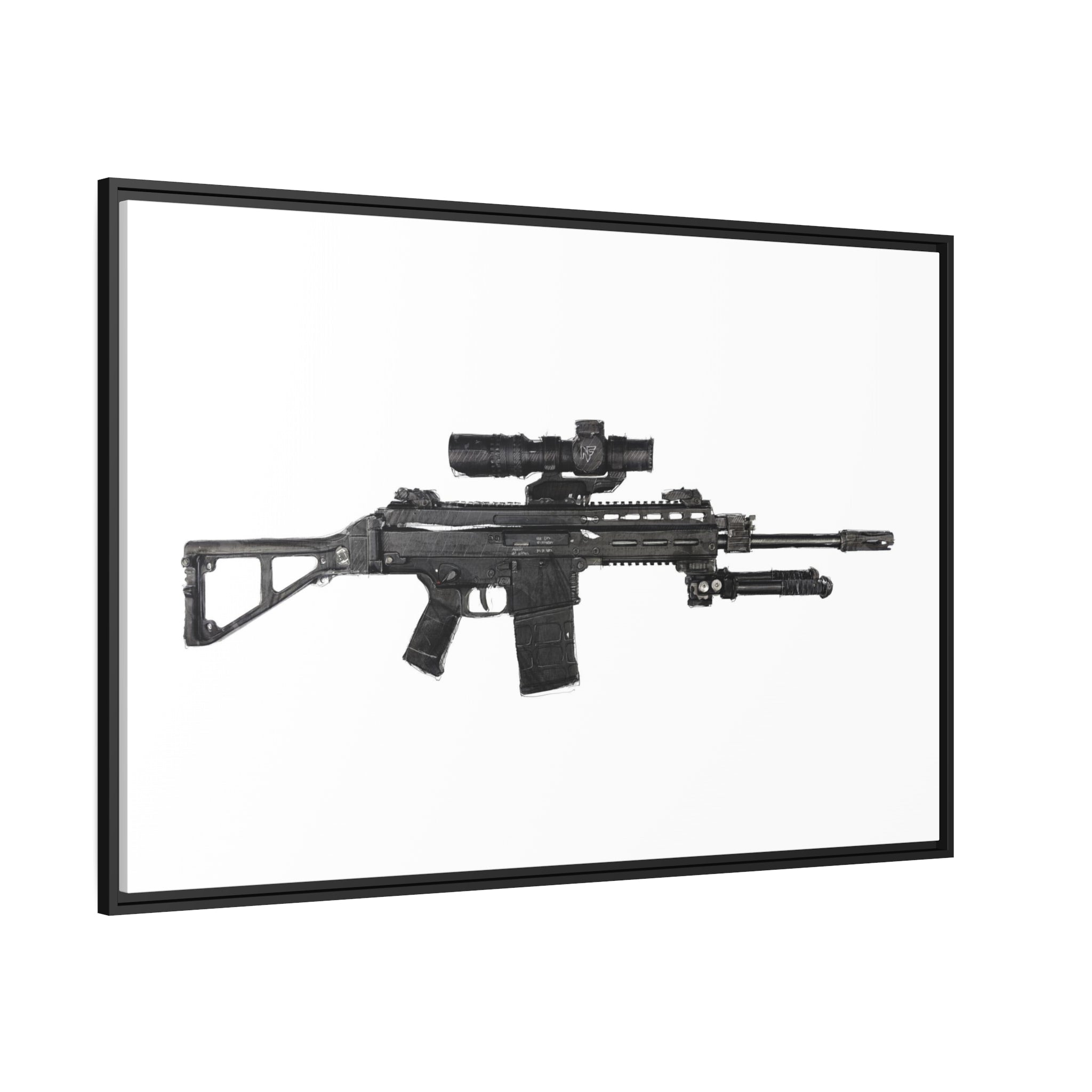 The Urban Sniper Painting - Just The Piece - Black Framed Wrapped Canv ...