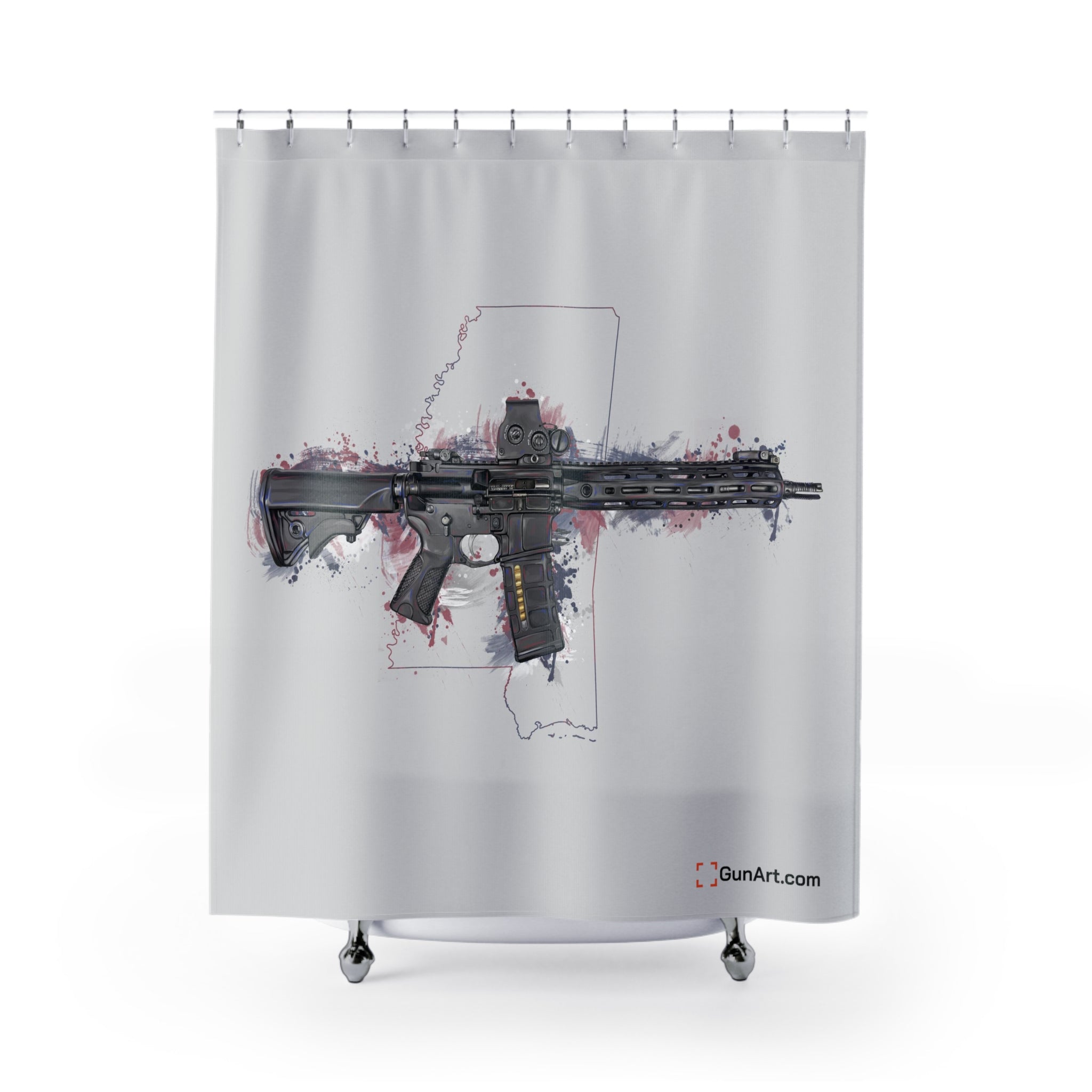 Defending Freedom - Mississippi - AR-15 State Shower Curtains - Colore ...