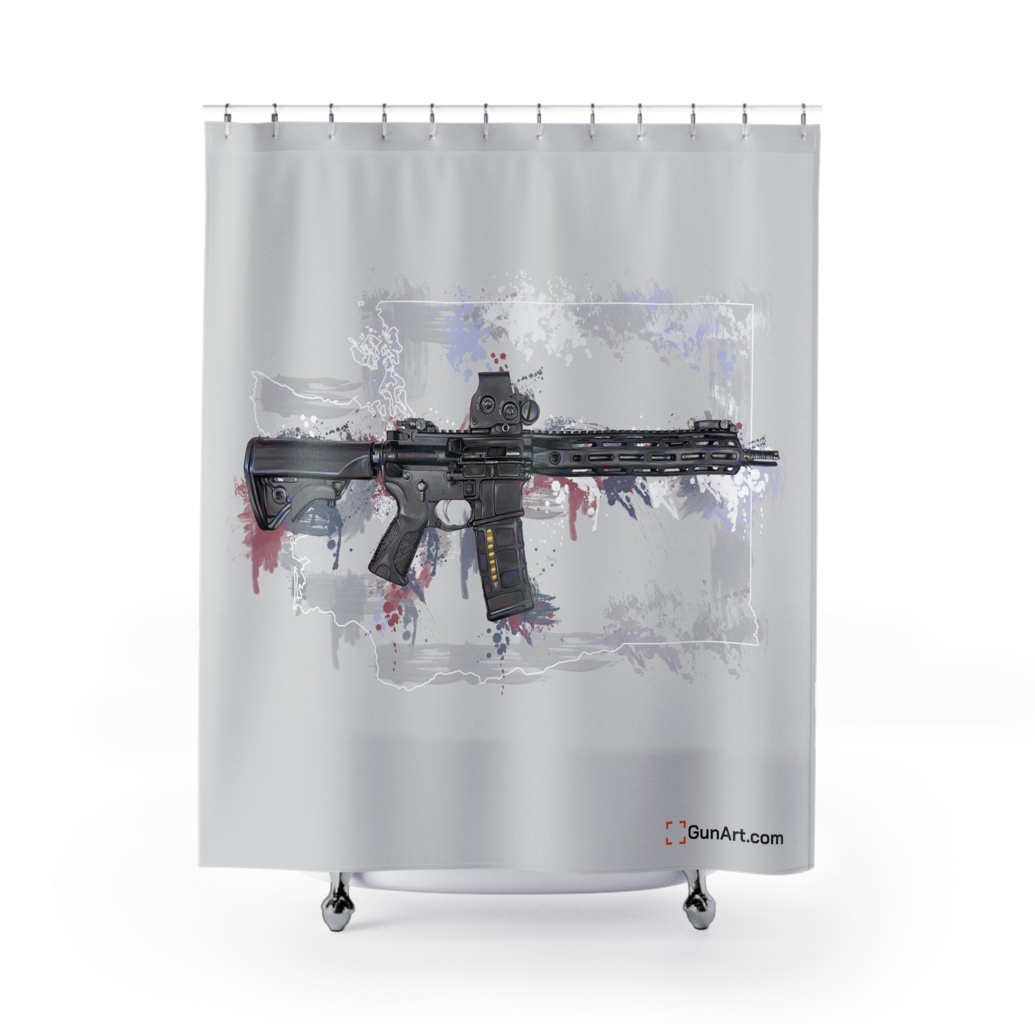 Defending Freedom - Washington - AR-15 State Shower Curtains - White S ...