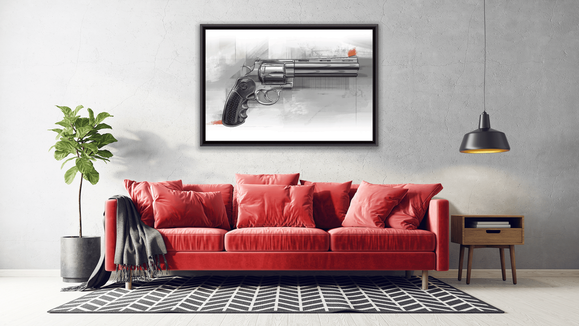 Stainless .44 Mag Revolver Painting – Gun Art
