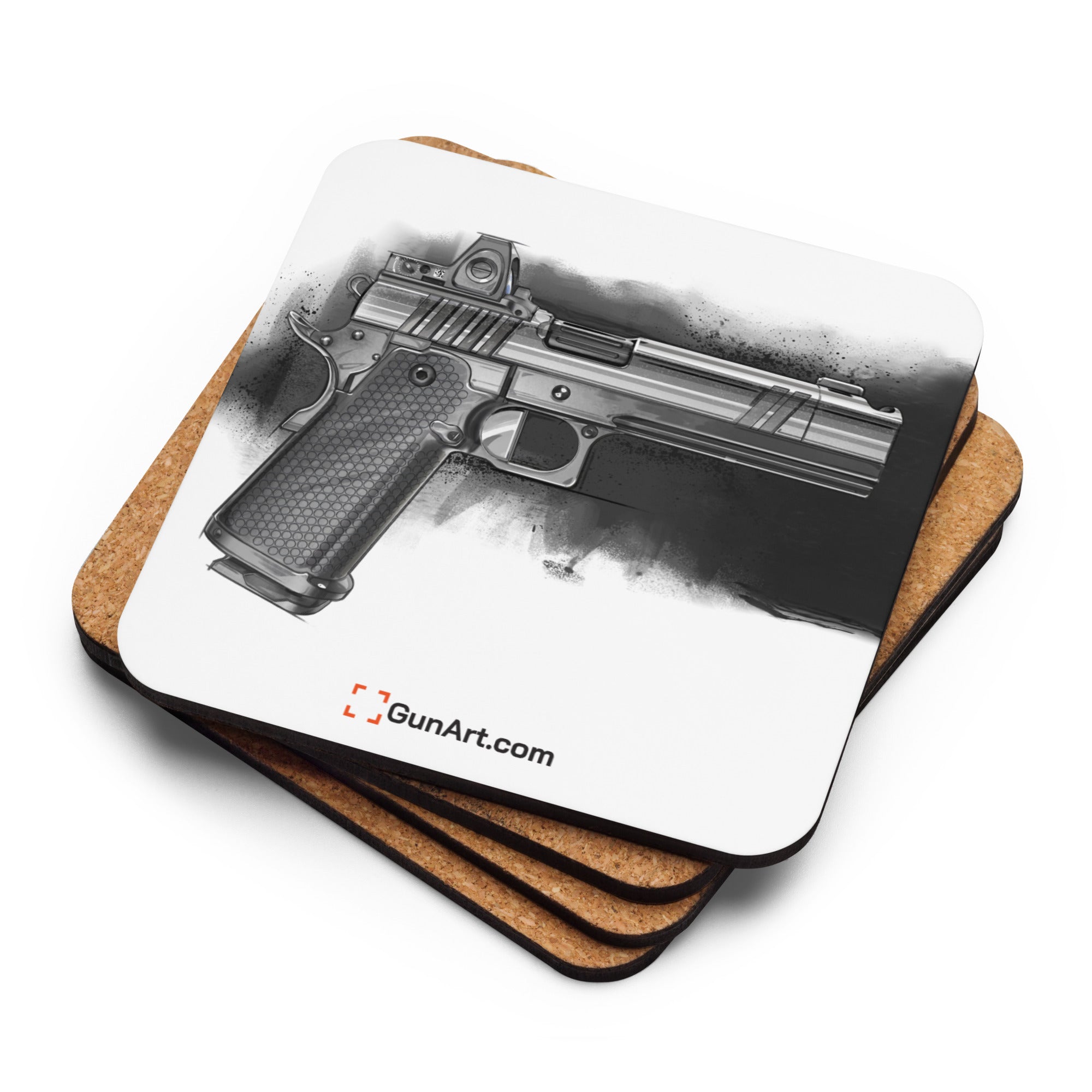 2011 Black & White Cork-back Coaster – Gun Art