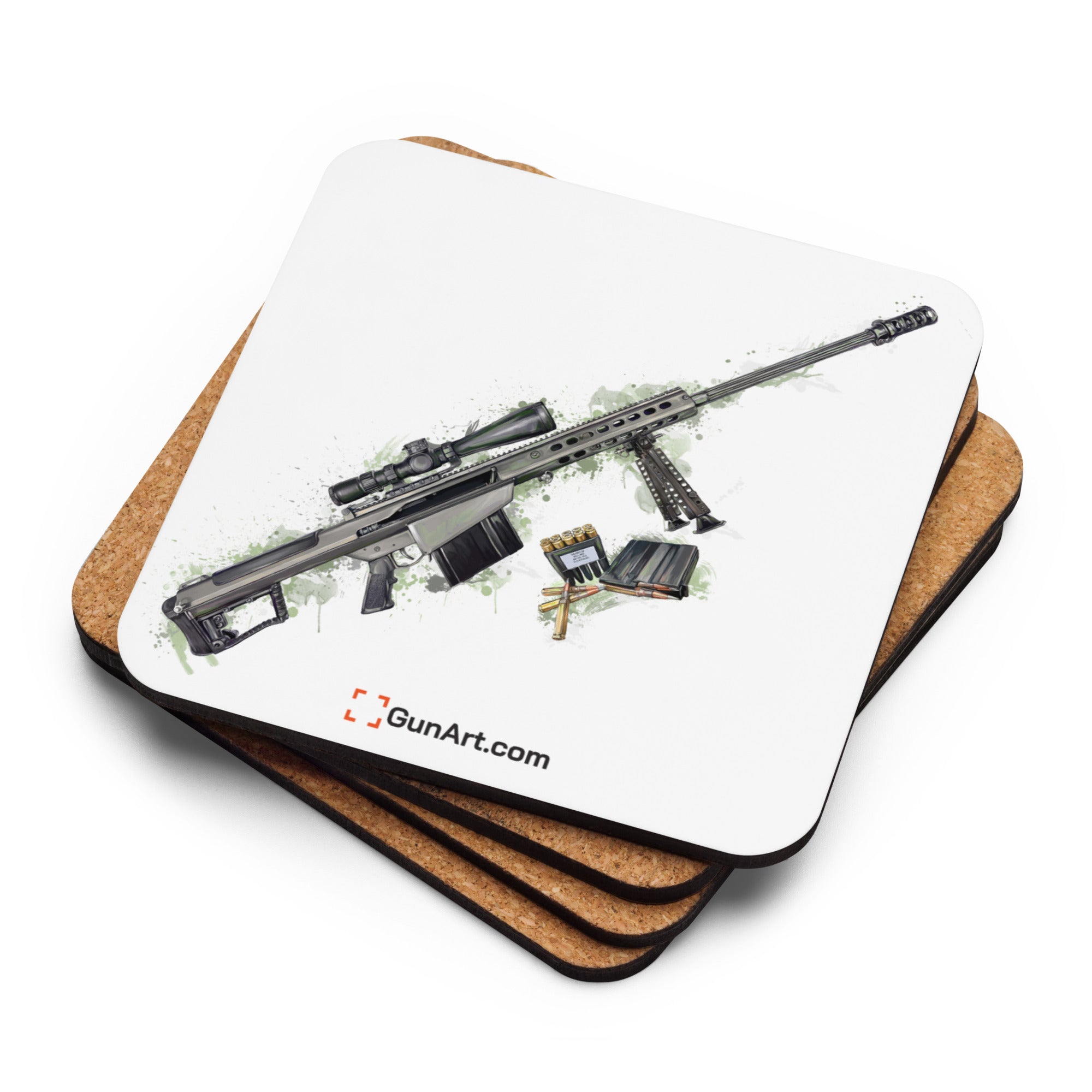 The Long-Range Legend - .50 Cal BMG Rifle Cork-back Coaster - Green Ba ...