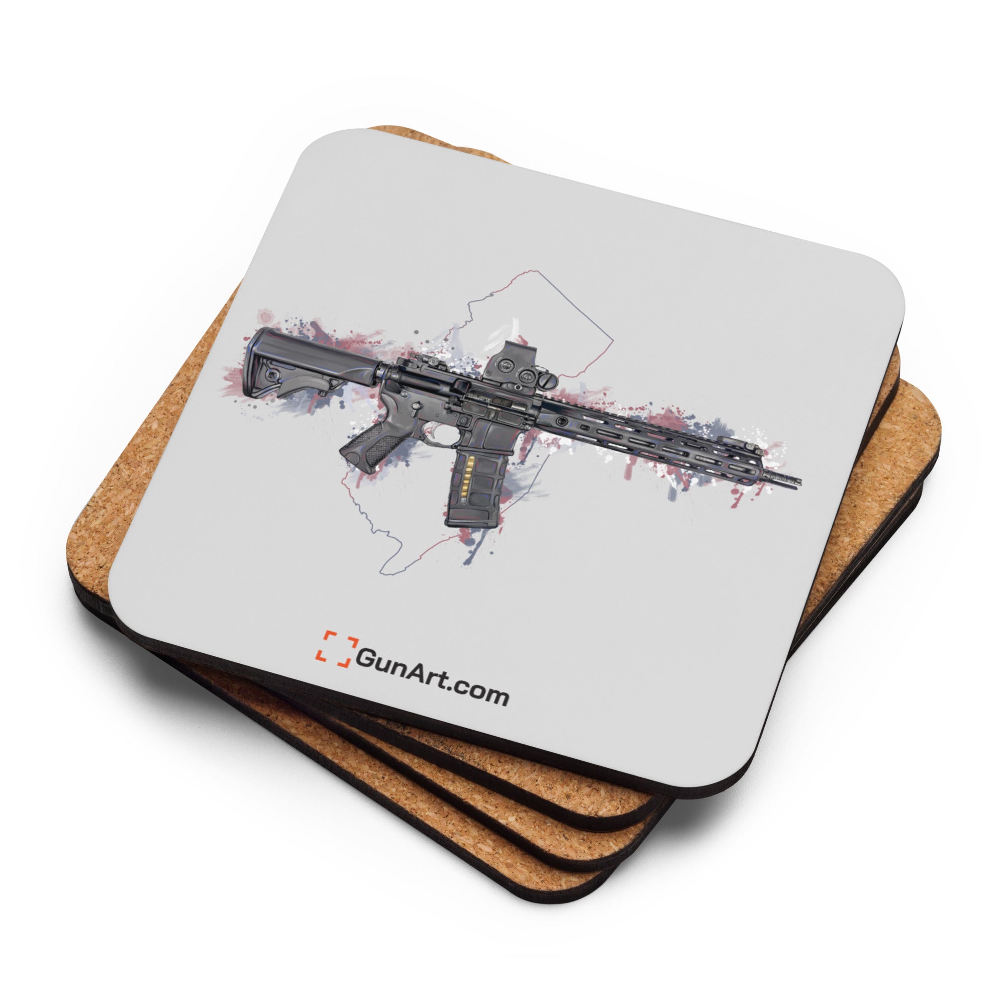 Defending Freedom - New Jersey - AR-15 State Cork-back Coaster - Color ...