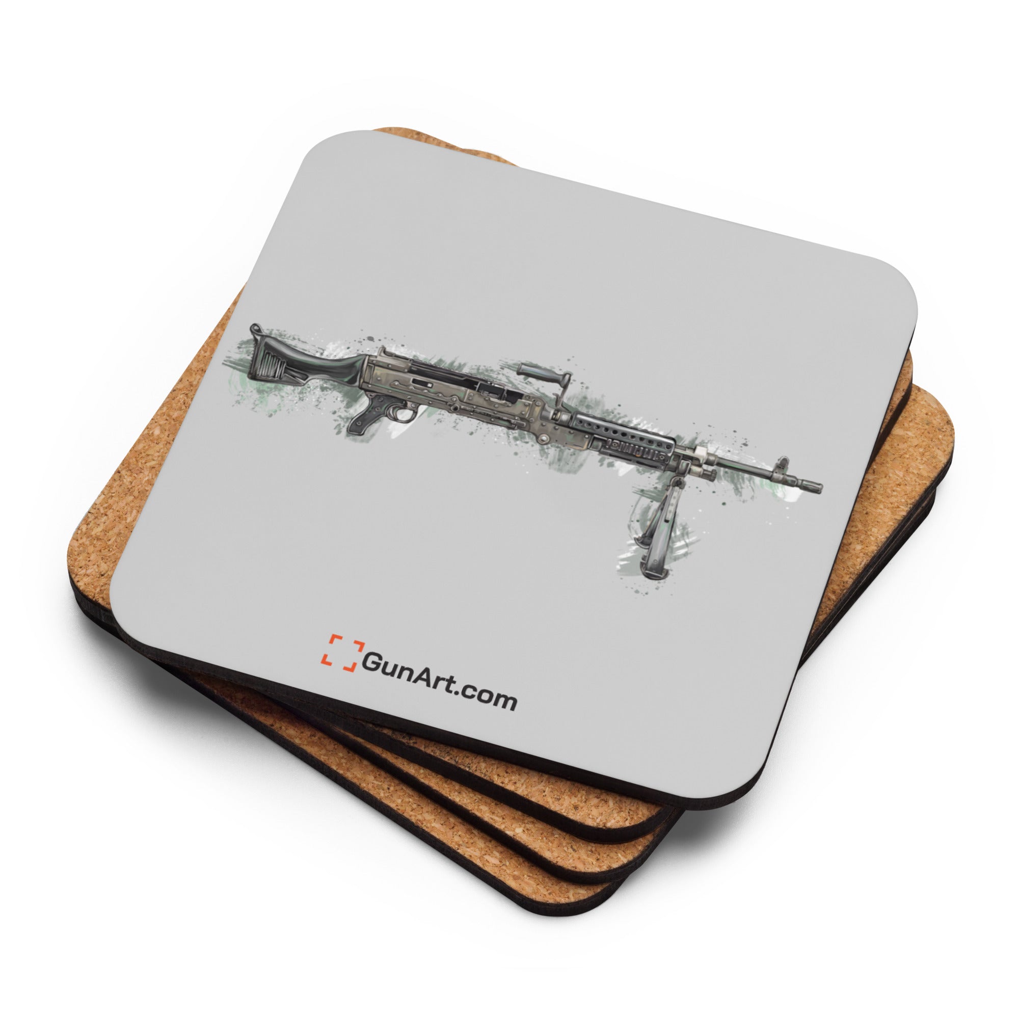 M240B - Belt Fed 7.62x51 Machine Gun Cork-back Coaster - Grey Backgrou ...