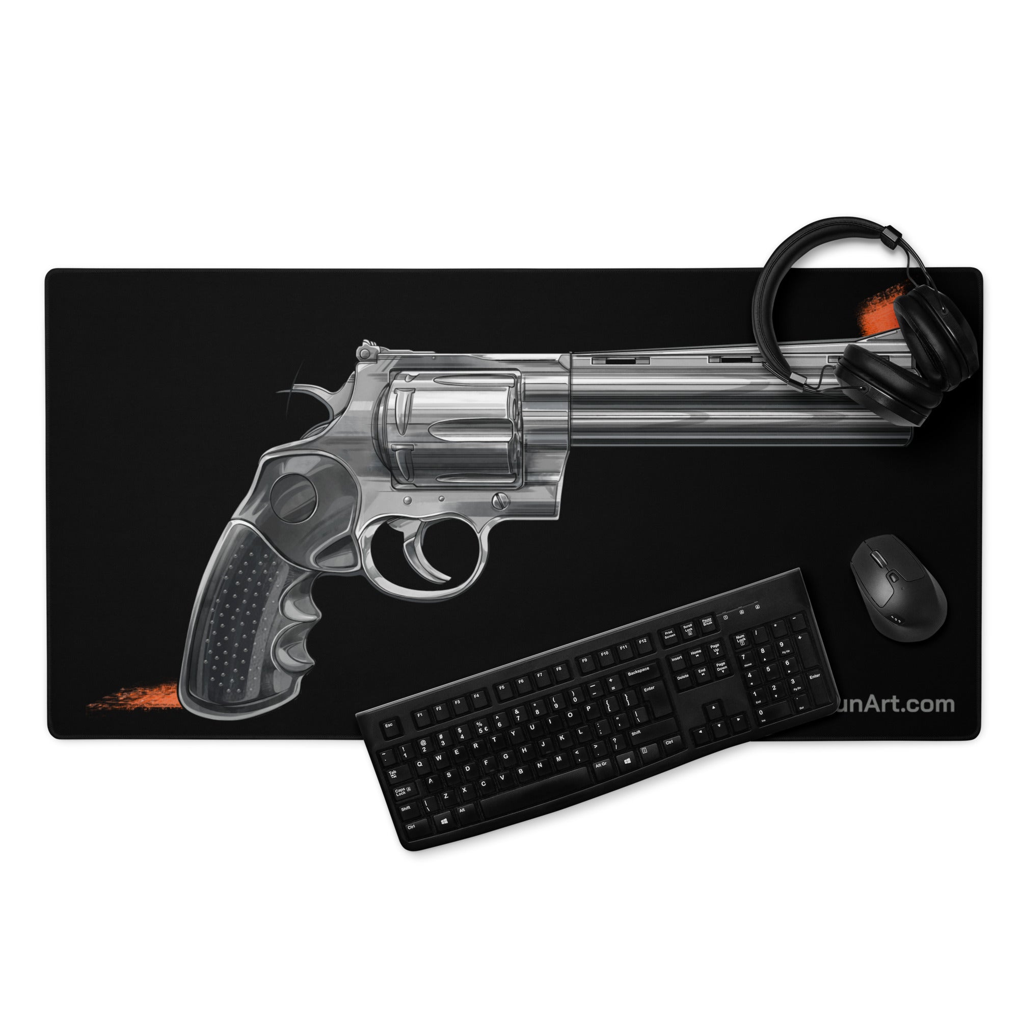 Stainless .44 Mag Revolver Gaming Mouse Pad - Just The Piece - Black B ...