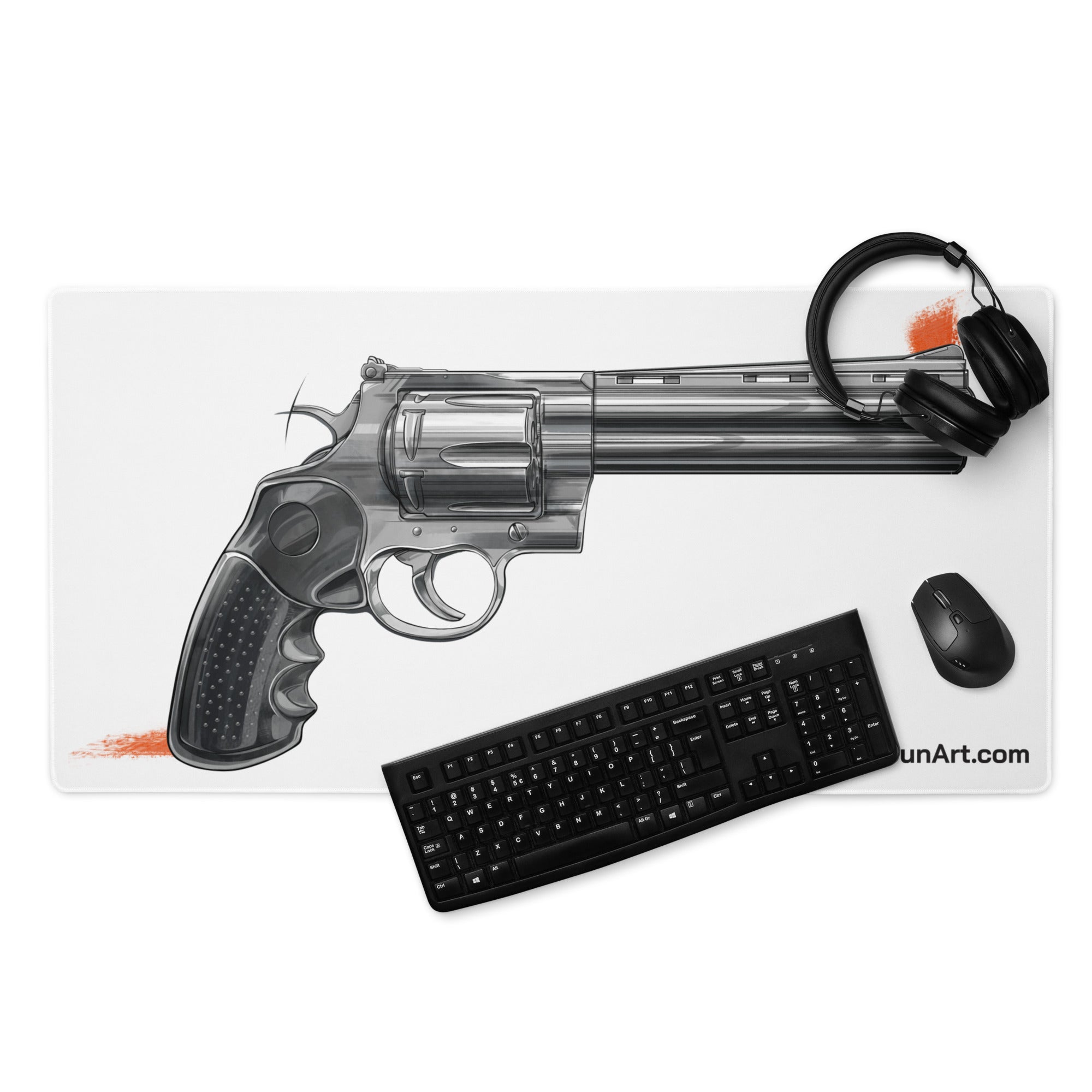 Stainless .44 Mag Revolver Gaming Mouse Pad - Just The Piece - White B ...