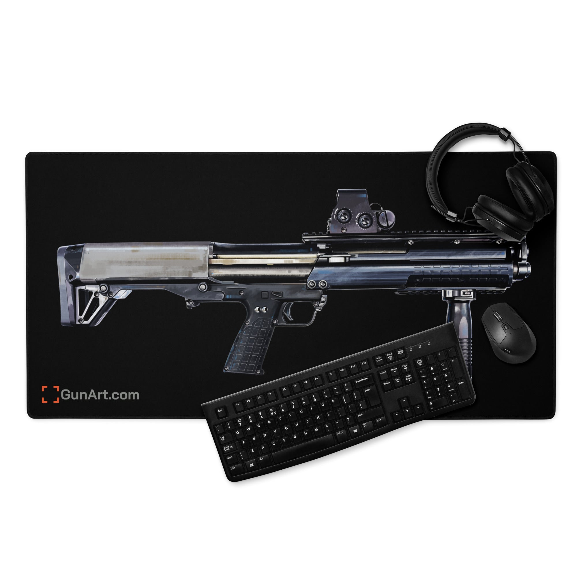 Tactical Bullpup Shotgun Gaming Mouse Pad - Just The Piece - Black Bac ...