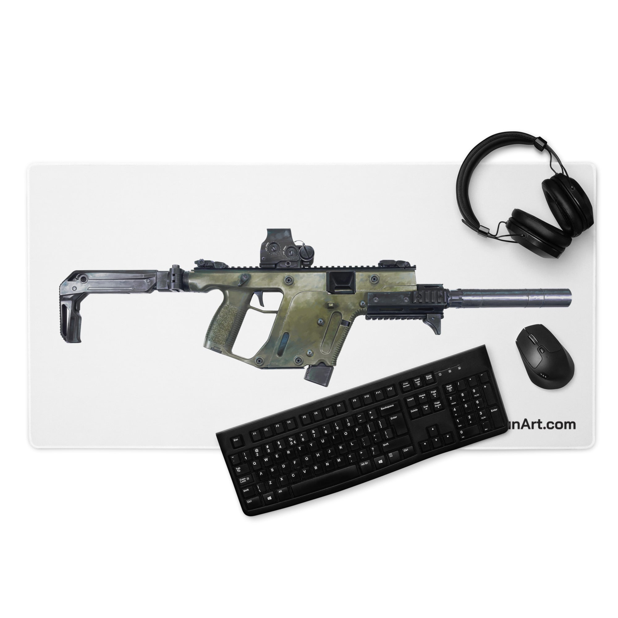 The Vindicator - Suppressed SMG Gaming Mouse Pad - Just The Piece - Wh ...