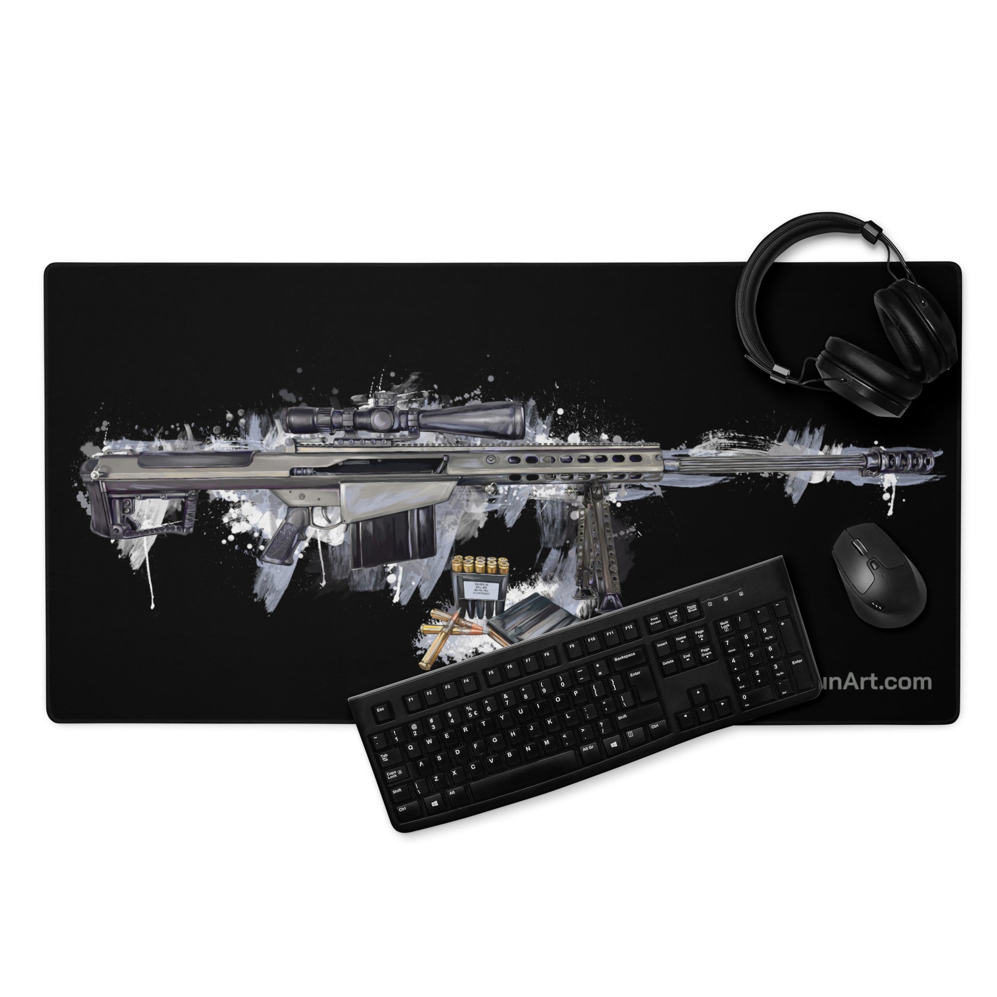The Long-Range Legend - Blue .50 Cal BMG Rifle Gaming Mouse Pad - Blac ...