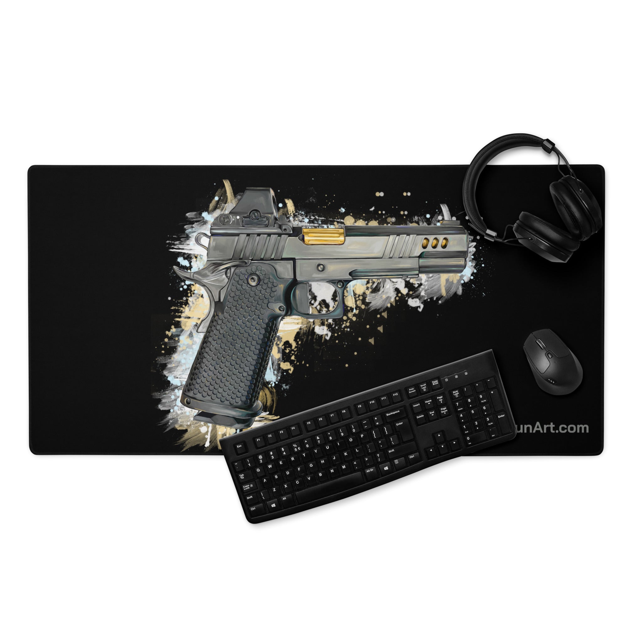 2011 Alpha Pistol Gaming Mouse Pad - Black Background – Gun Art
