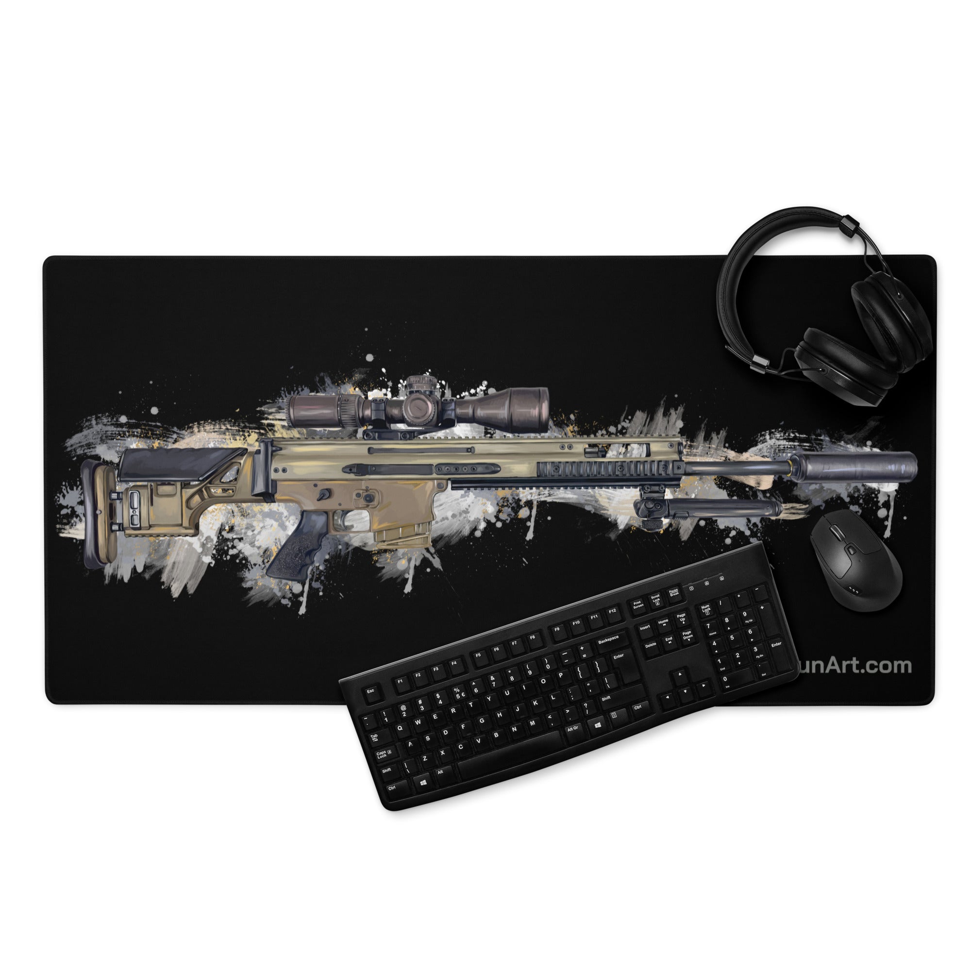 Socom Sniper Rifle Gaming Mouse Pad - Black Background – Gun Art