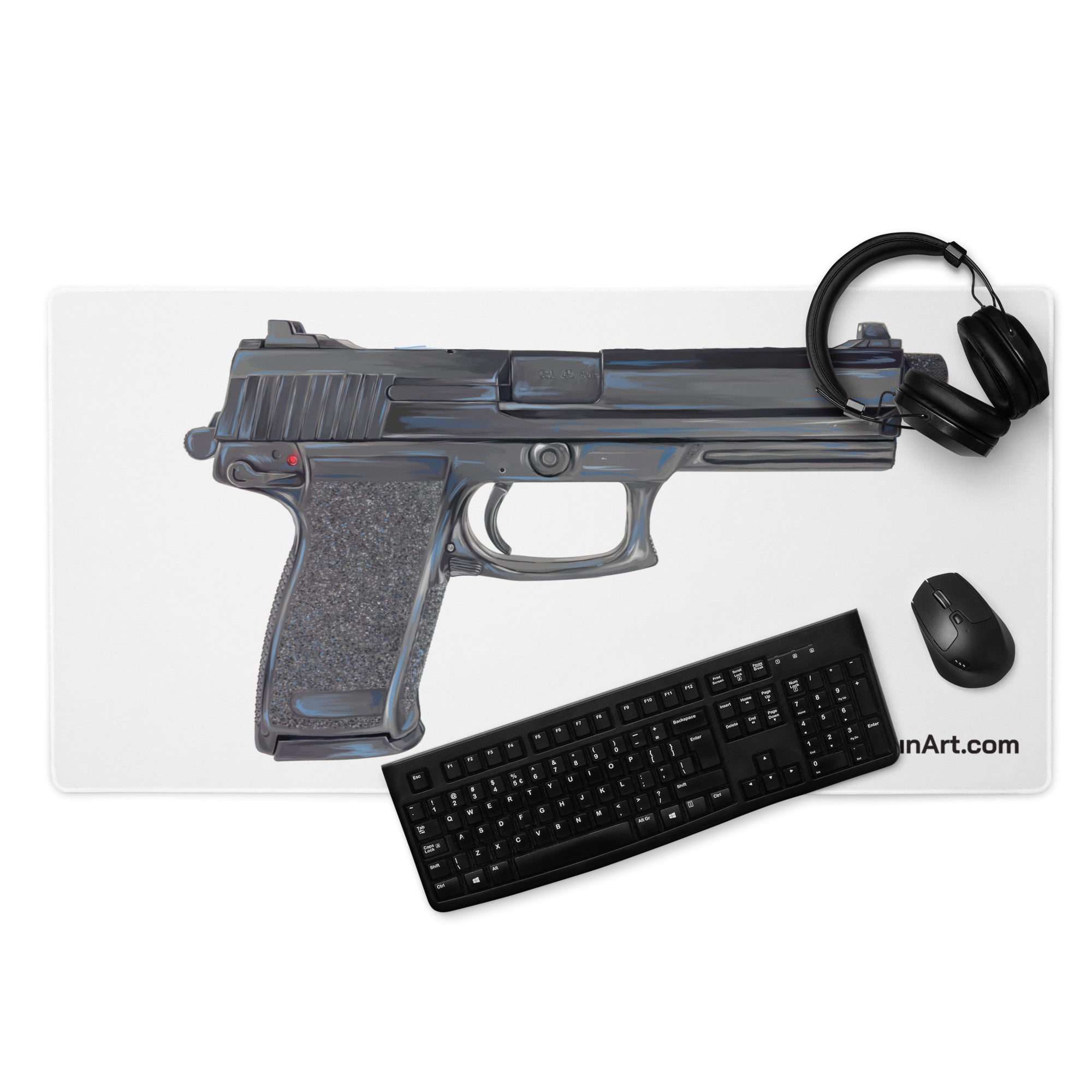 Tactical .45 ACP Poly Pistol Gaming Mouse Pad - Just The Piece - White ...