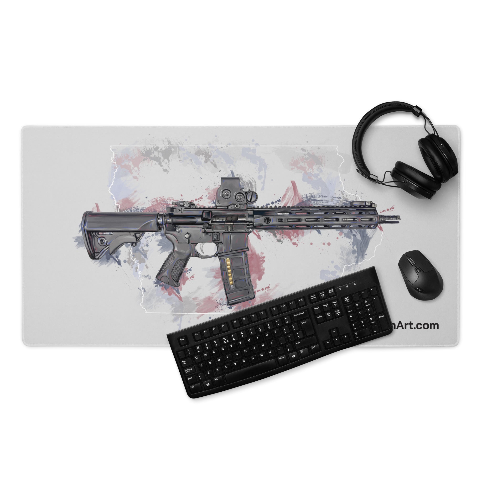 Defending Freedom - Iowa - AR-15 State Gaming Mouse Pad - White State ...