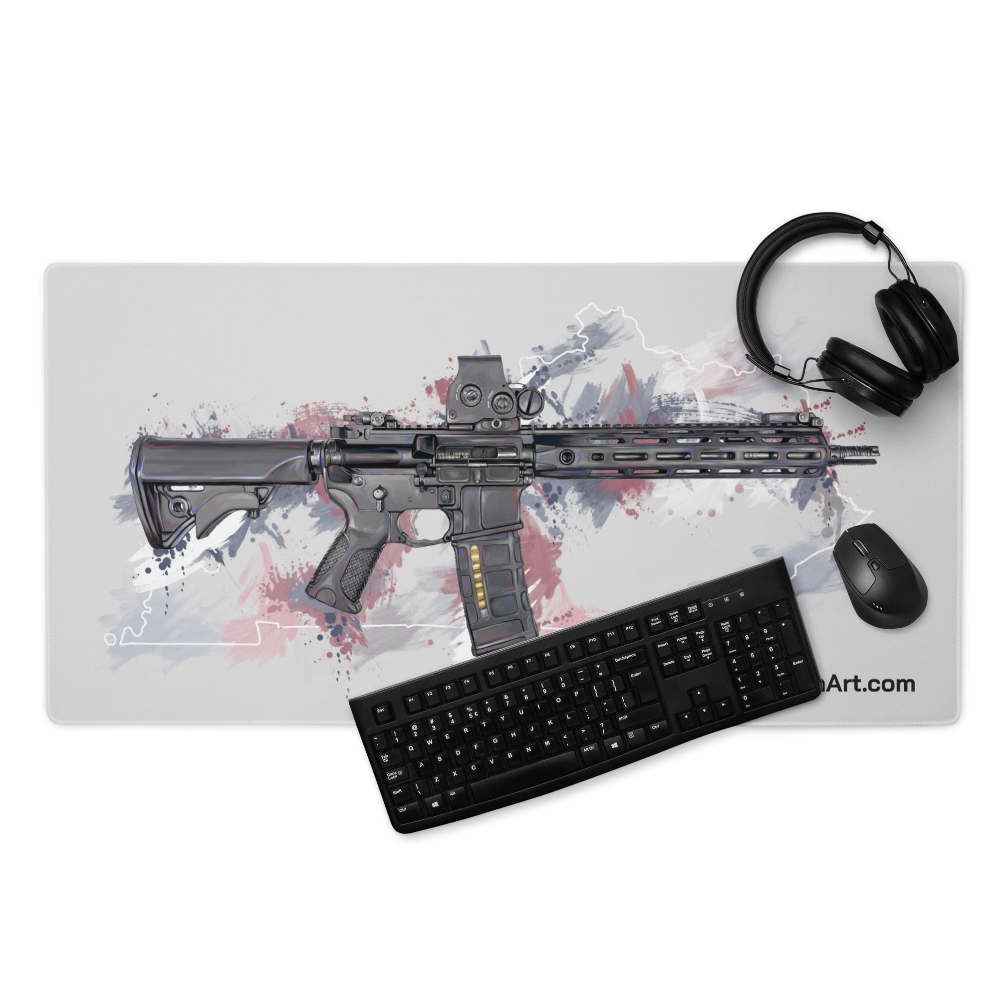 Defending Freedom - Kentucky - AR-15 State Gaming Mouse Pad - White St ...
