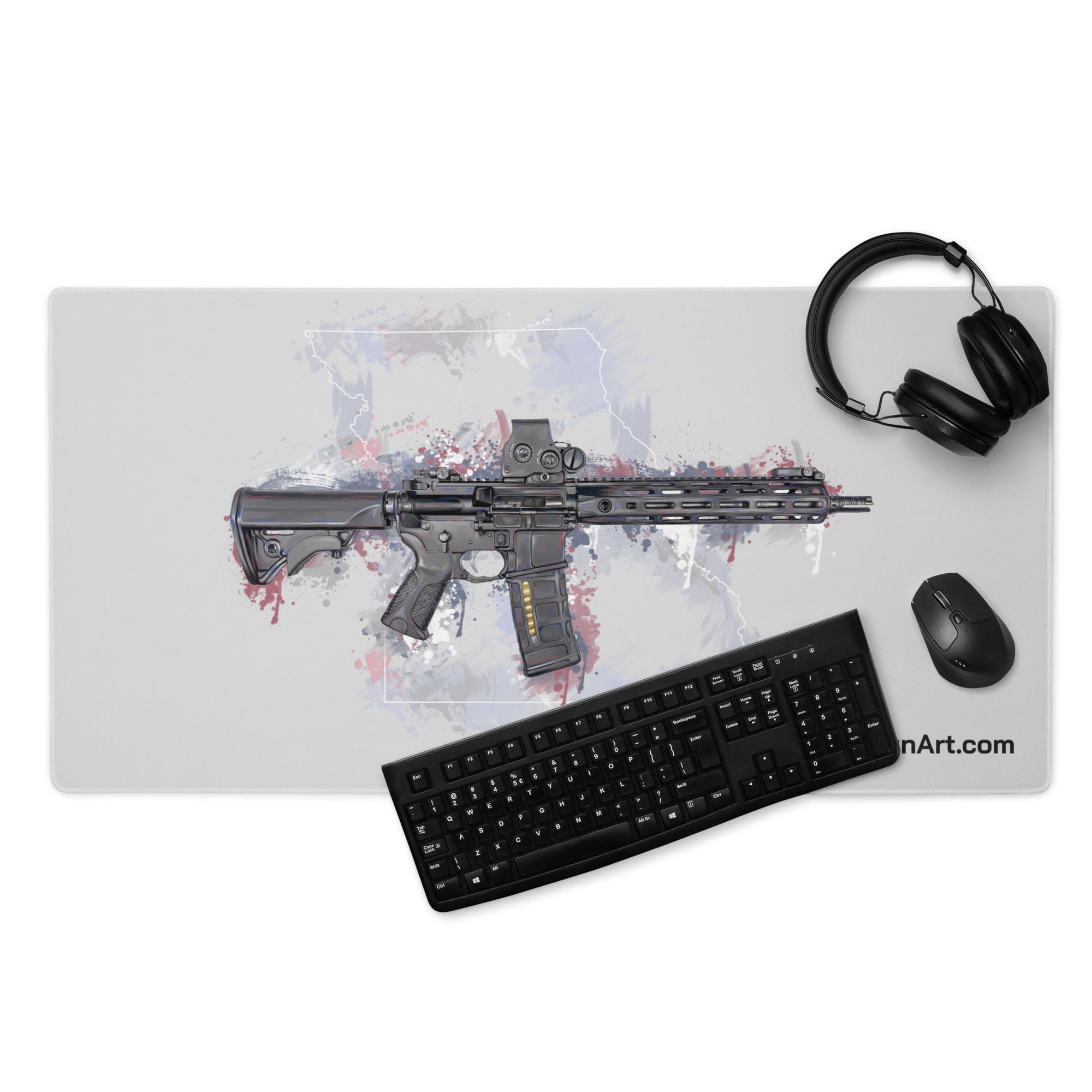 Defending Freedom - Missouri - AR-15 State Gaming Mouse Pad - White St ...