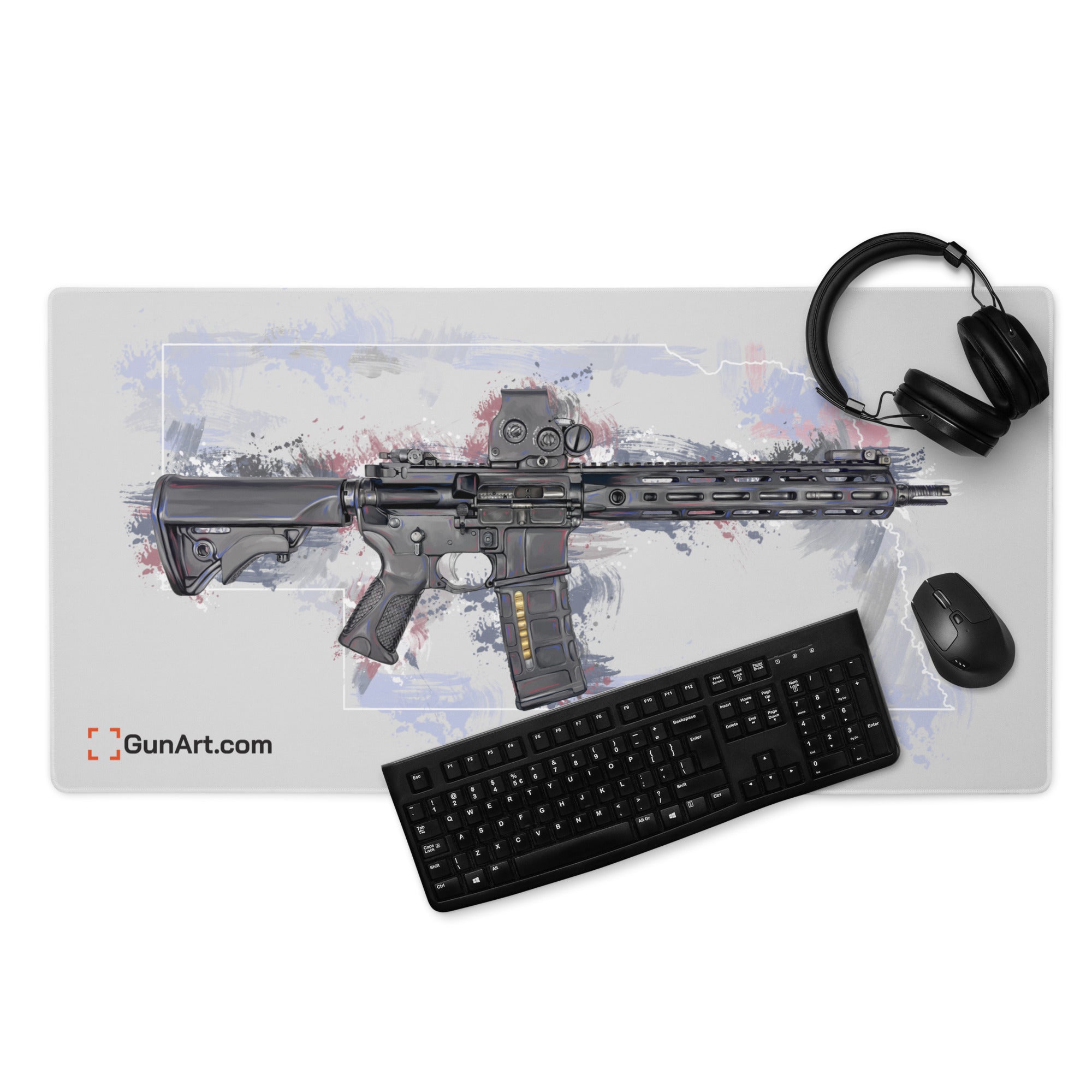 Defending Freedom - Nebraska - AR-15 State Gaming Mouse Pad - White St ...