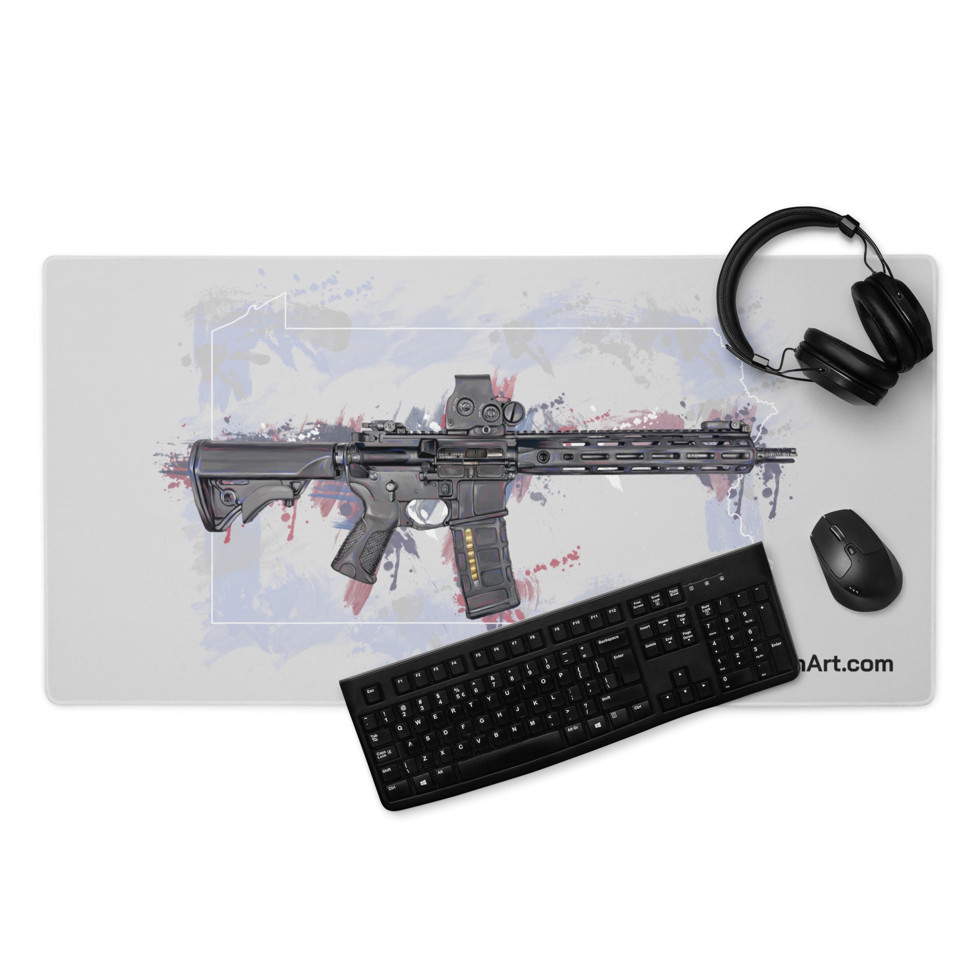 Defending Freedom - Pennsylvania - AR-15 State Gaming Mouse Pad - Whit ...