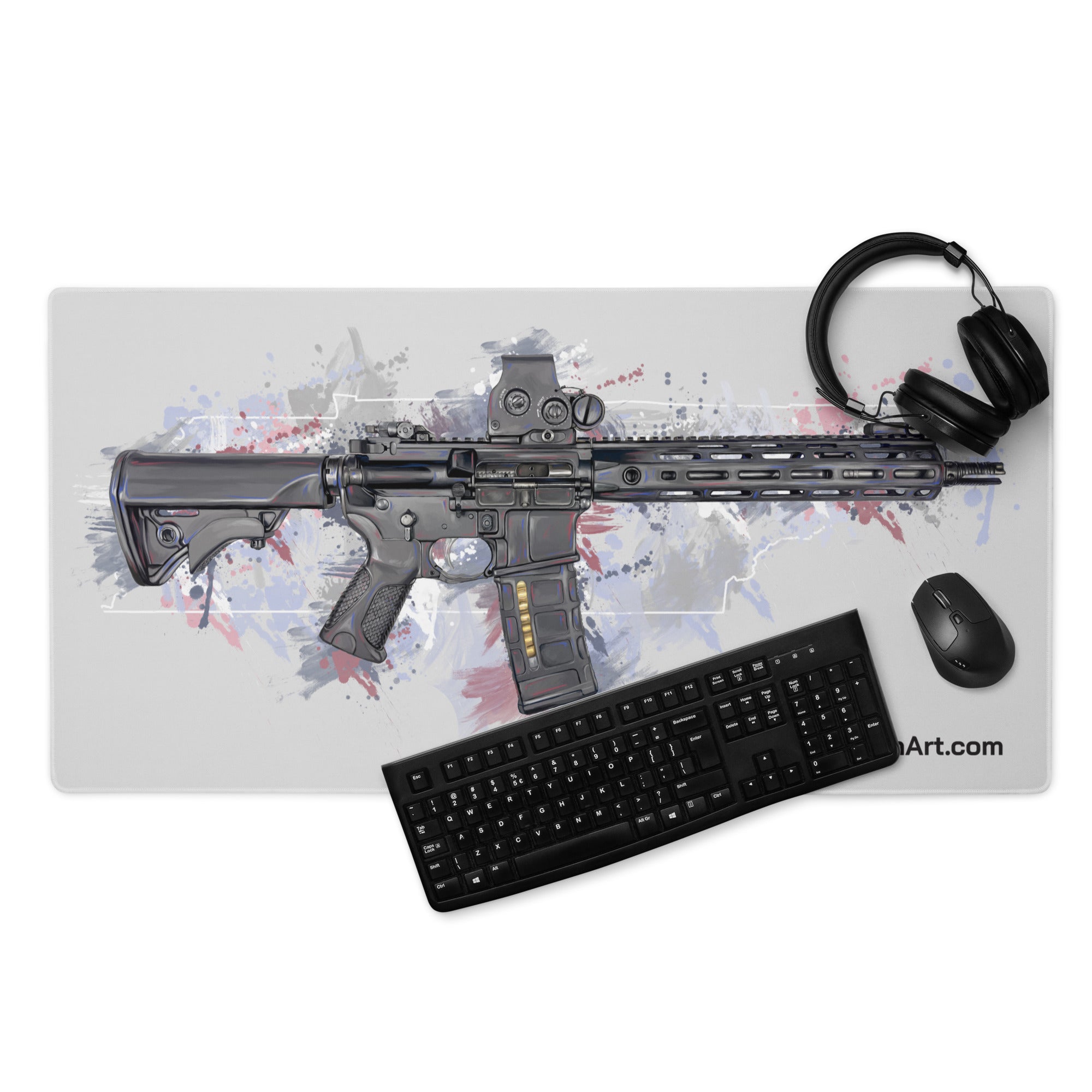 Defending Freedom - Tennessee - AR-15 State Gaming Mouse Pad - White S ...