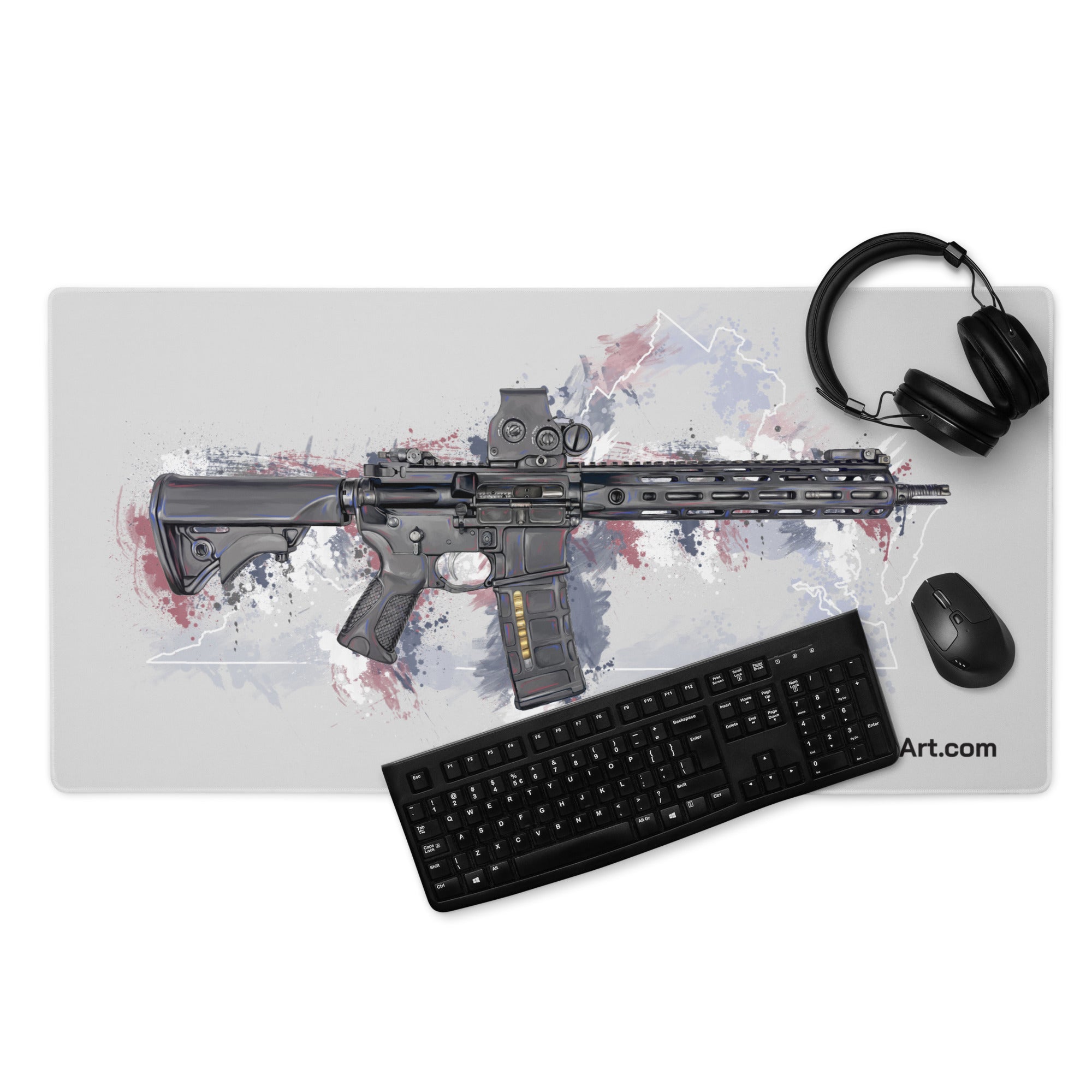 Defending Freedom - Virginia - AR-15 State Gaming Mouse Pad - White St ...