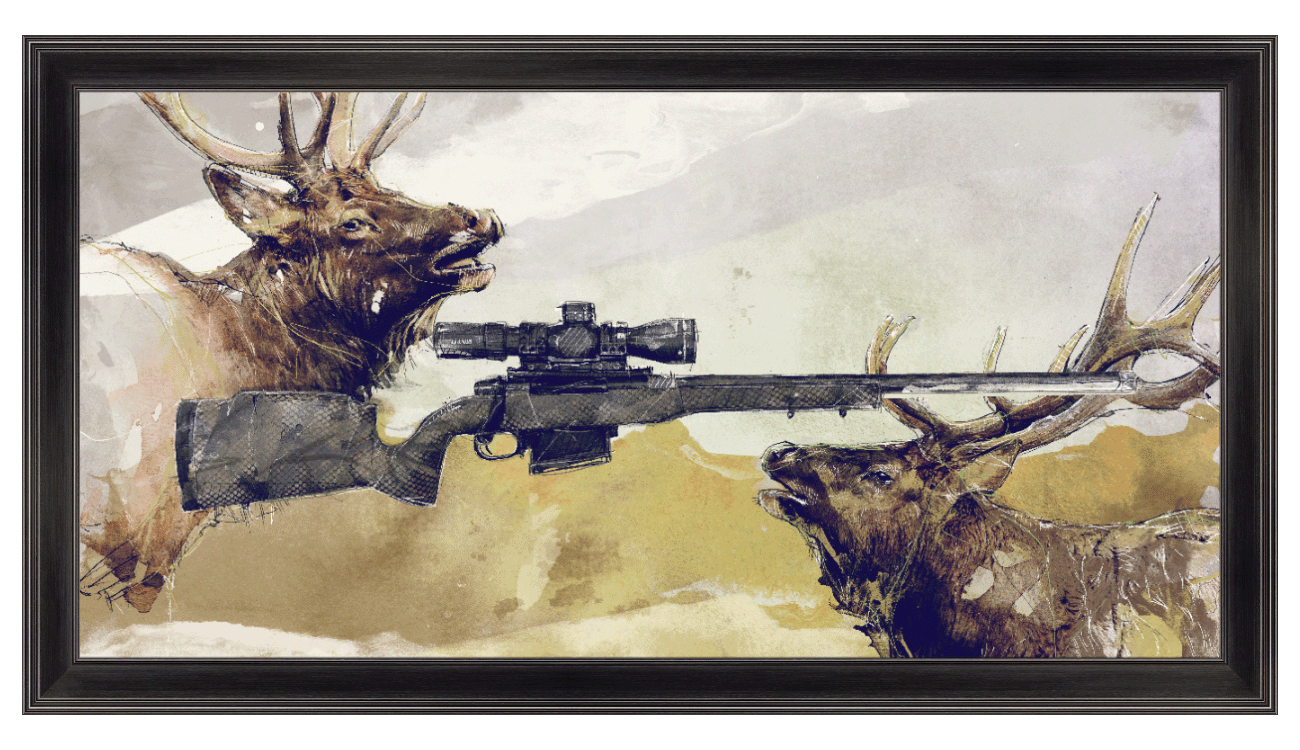 Elk Hunting Rifle Painting – Gun Art