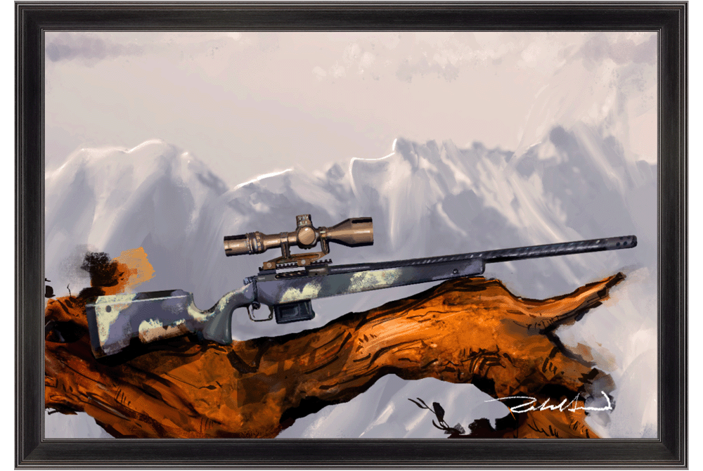 Carbon Fiber Bolt Action Hunting Rifle Painting – Gun Art