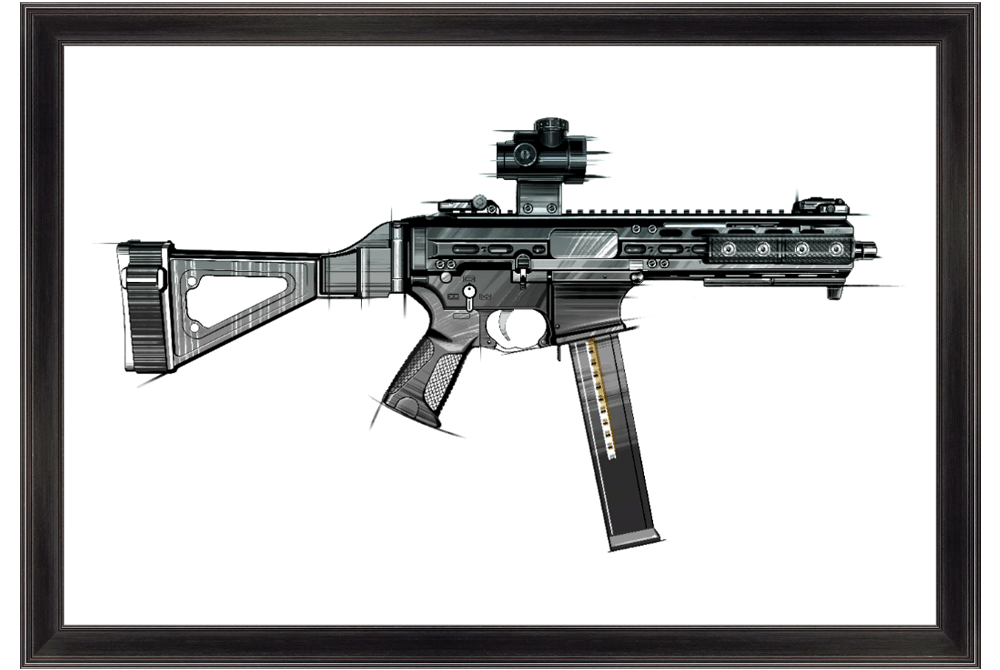 .45 Cal SMG Painting - Just The Piece – Gun Art