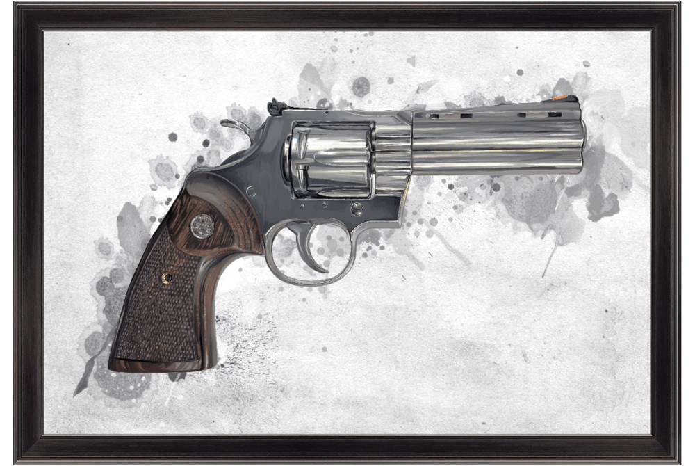 Wood & Stainless .357 Magnum Revolver Painting – Gun Art